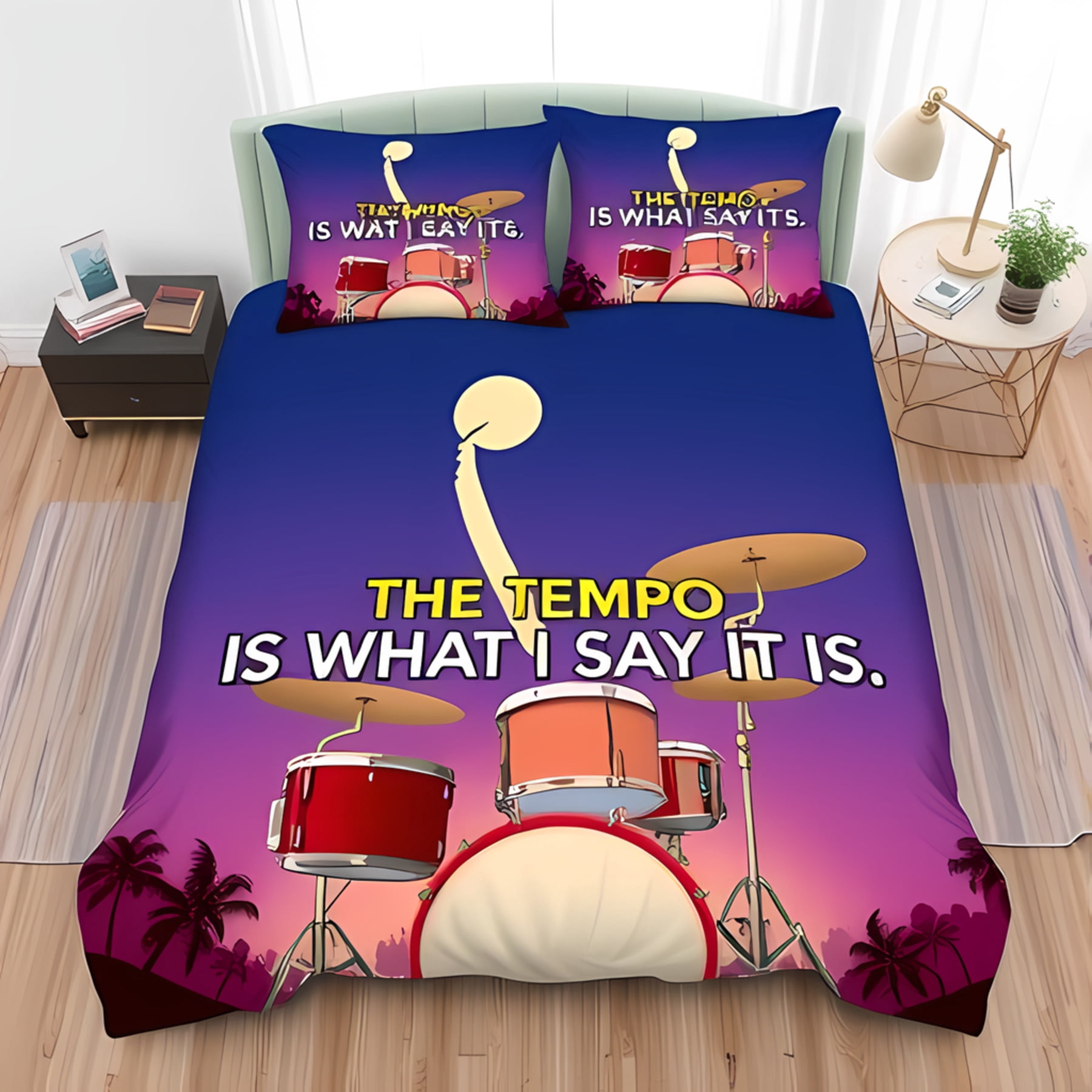 3-Piece Duvet Cover Set with Bold " THE TEMPO IS WHAT I SAY IT IS ...