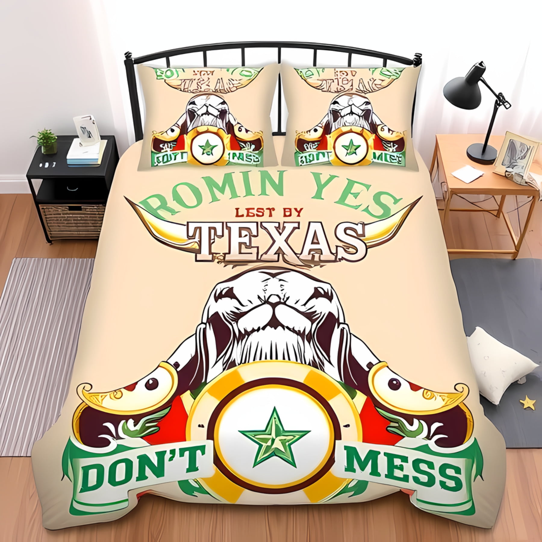 3-Piece Duvet Cover Set with Bold " YES " & " DON'T MESS " Text Rabbit ...