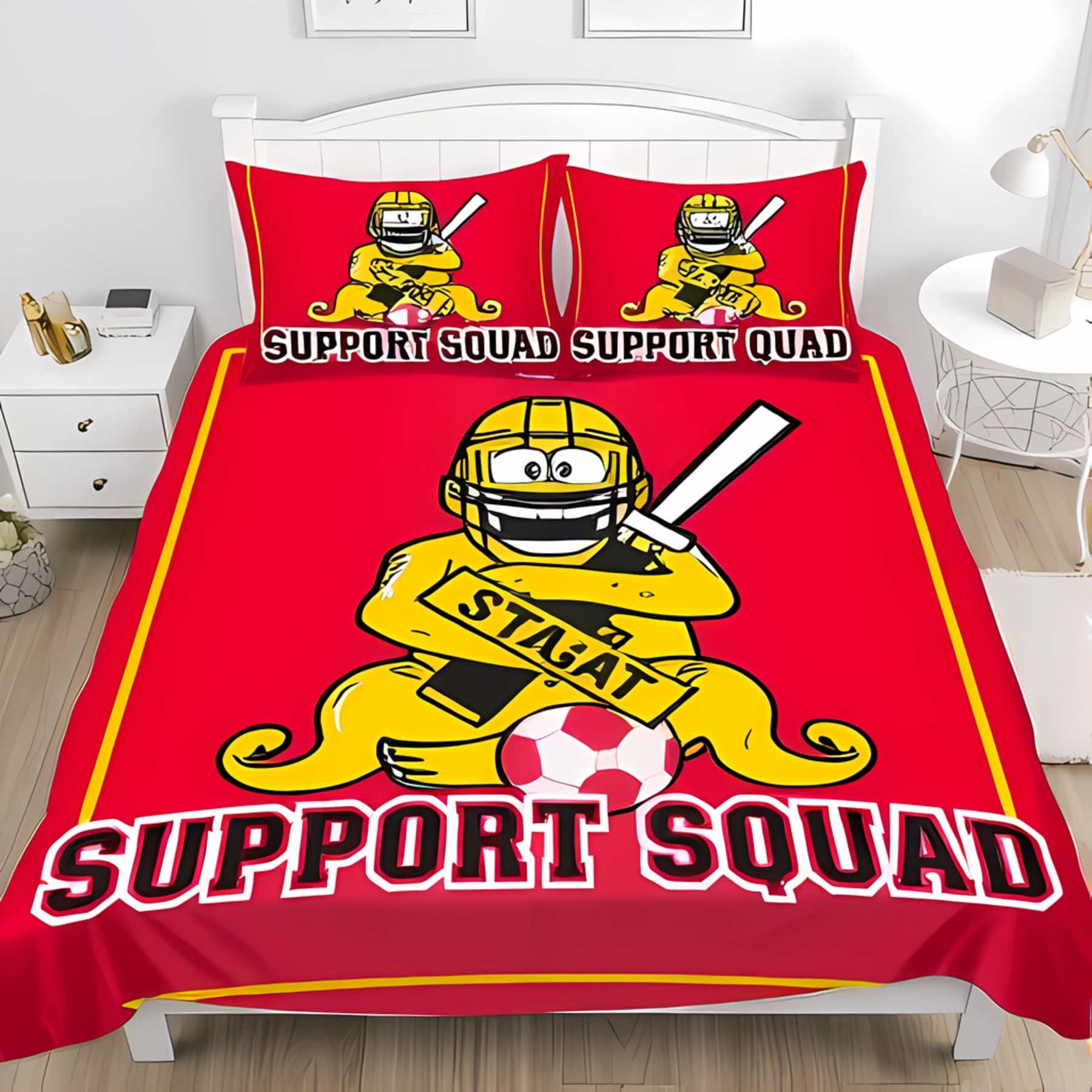 3-Piece Duvet Cover Set with Cartoon Character Bat & Soccer Ball Design ...