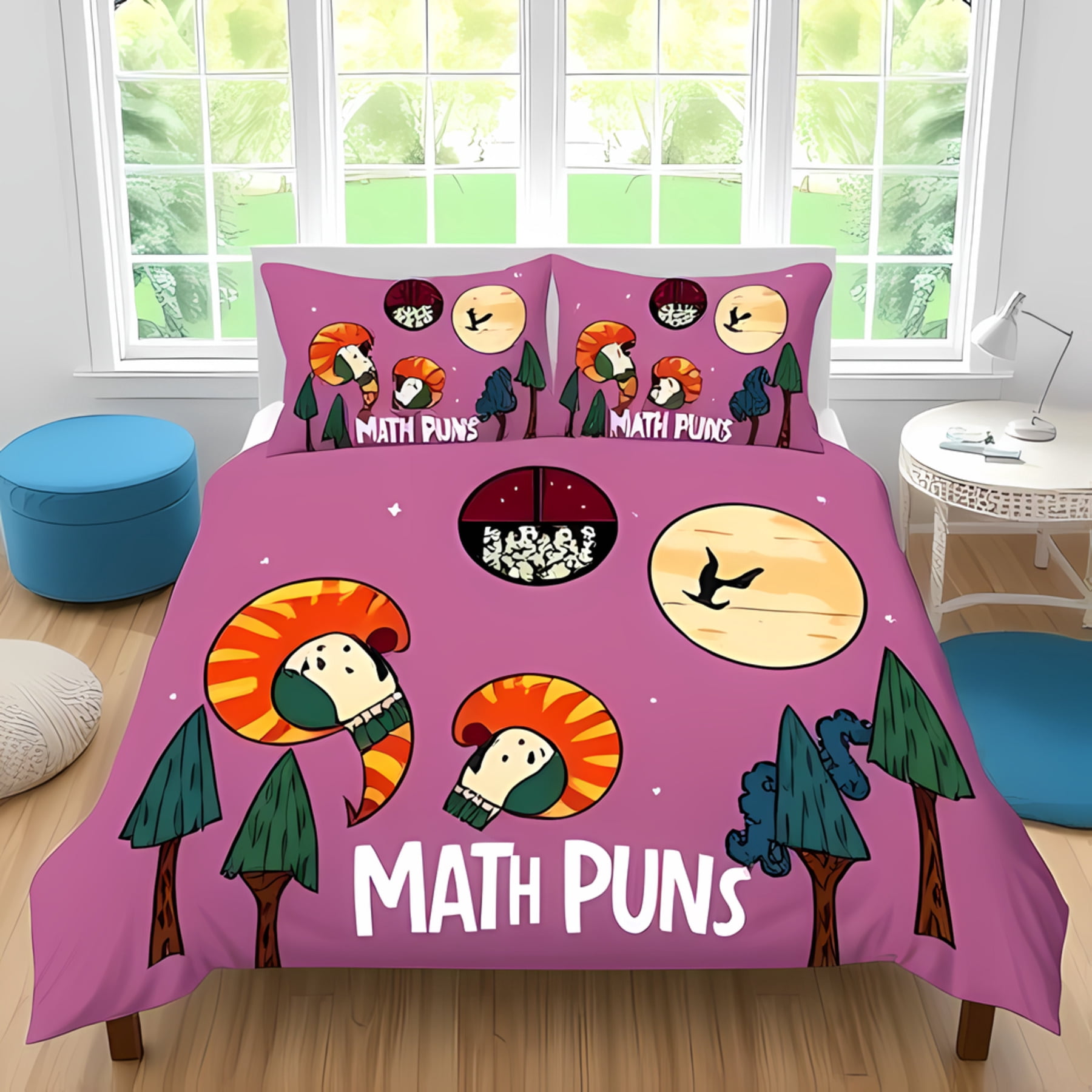 3-Piece Duvet Cover Set with Cartoon Characters in Orange Hats Green ...