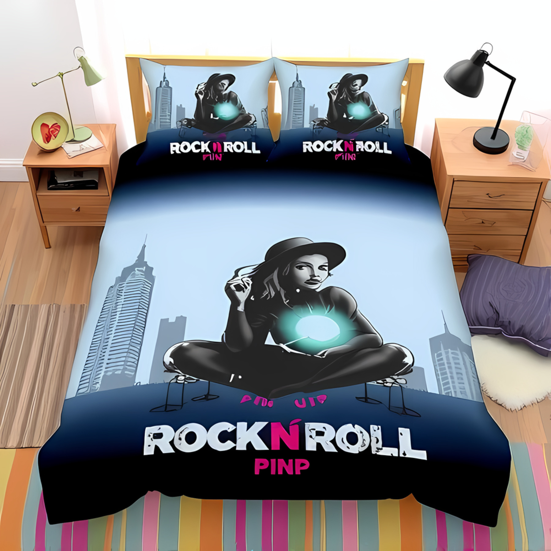 3-Piece Duvet Cover Set with City and Relaxed Character Design Perfect ...