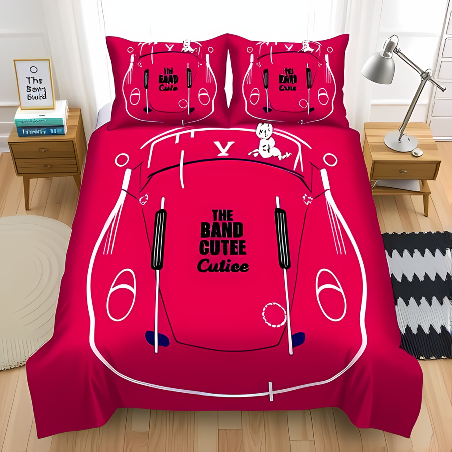 3-Piece Duvet Cover Set with Classic Car Graphic Design & " THE BAND ...