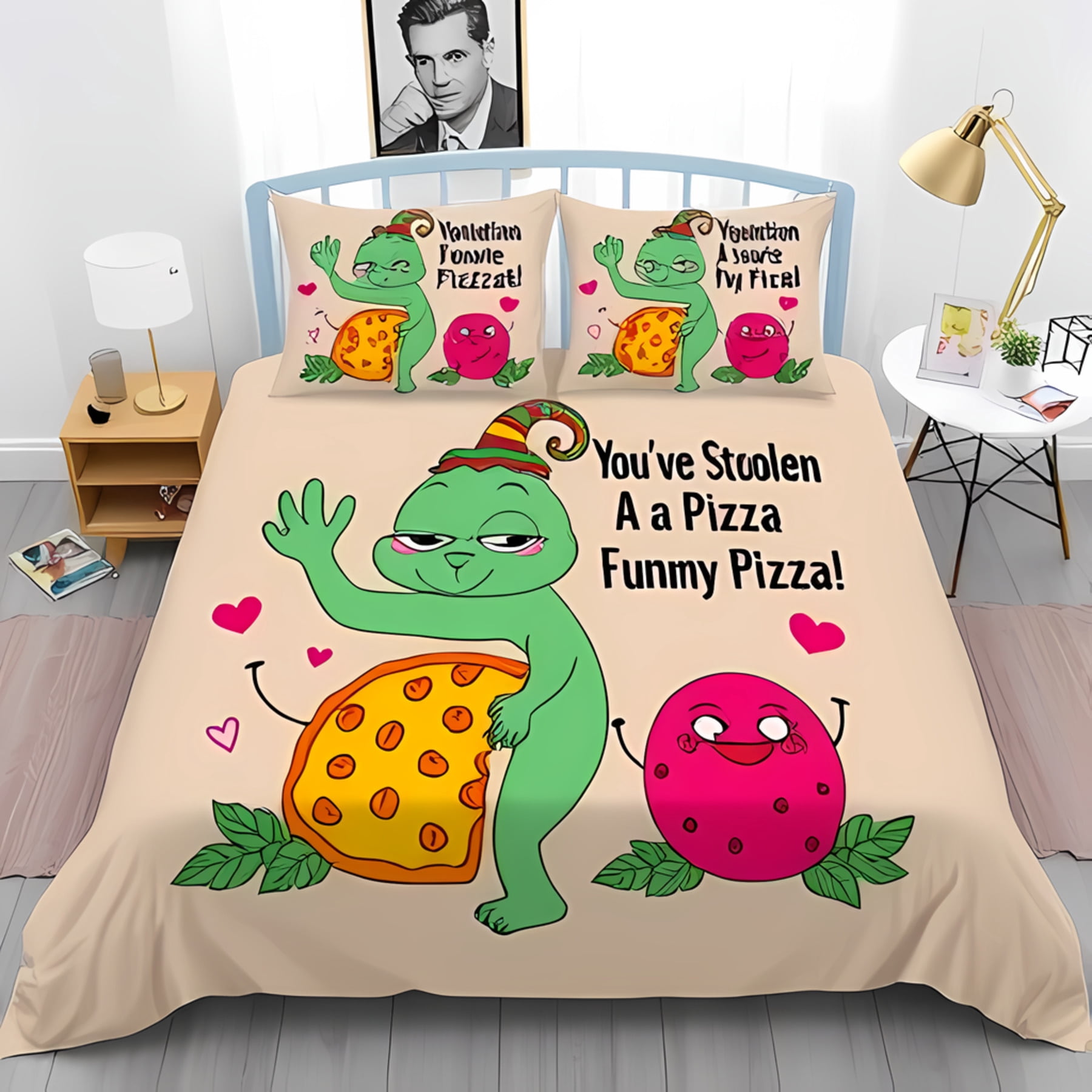 3-Piece Duvet Cover Set with Colorful Cartoon Characters - Playful ...