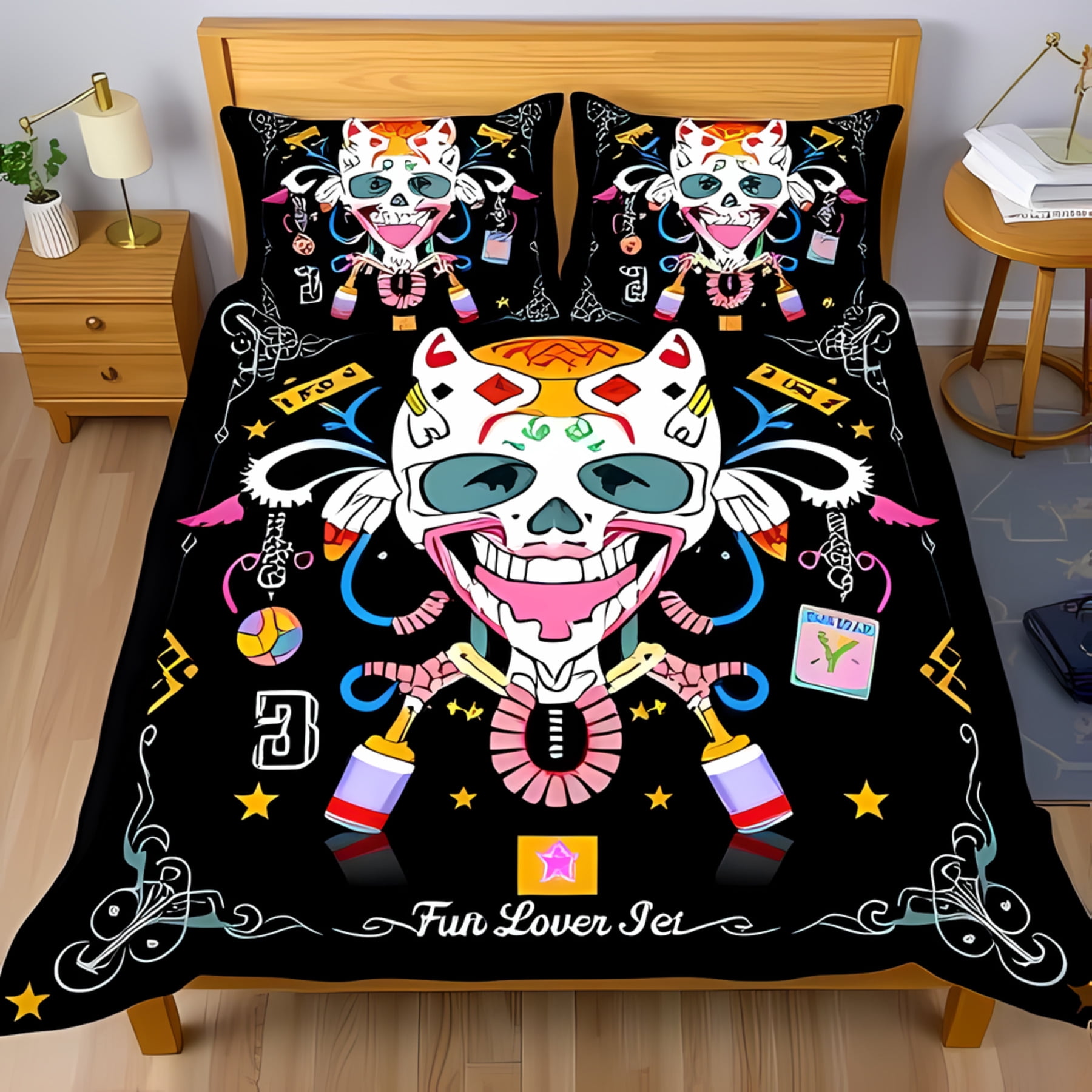 3-Piece Duvet Cover Set with Colorful Design Fun Lover Jet & Fun Badge ...