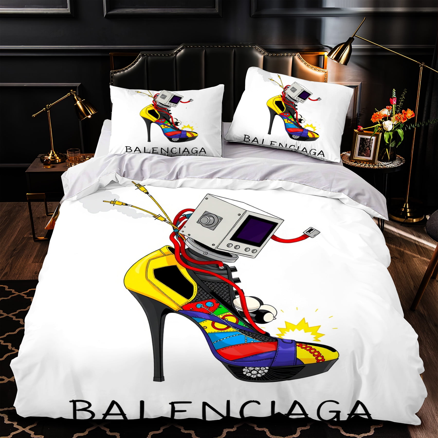 3-Piece Duvet Cover Set with Colorful High - Heeled Shoe and Digital ...