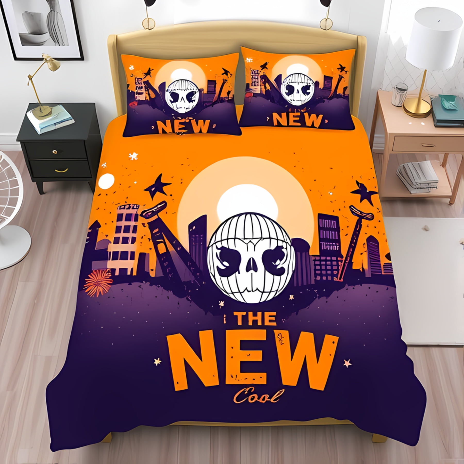 3-Piece Duvet Cover Set with Edgy Design & Urban Sunset Bold " THE NEW ...
