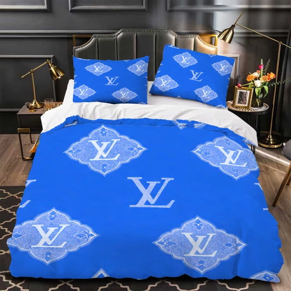 3-Piece Duvet Cover Set with Elegant Blue Pattern Intricate Designs ...