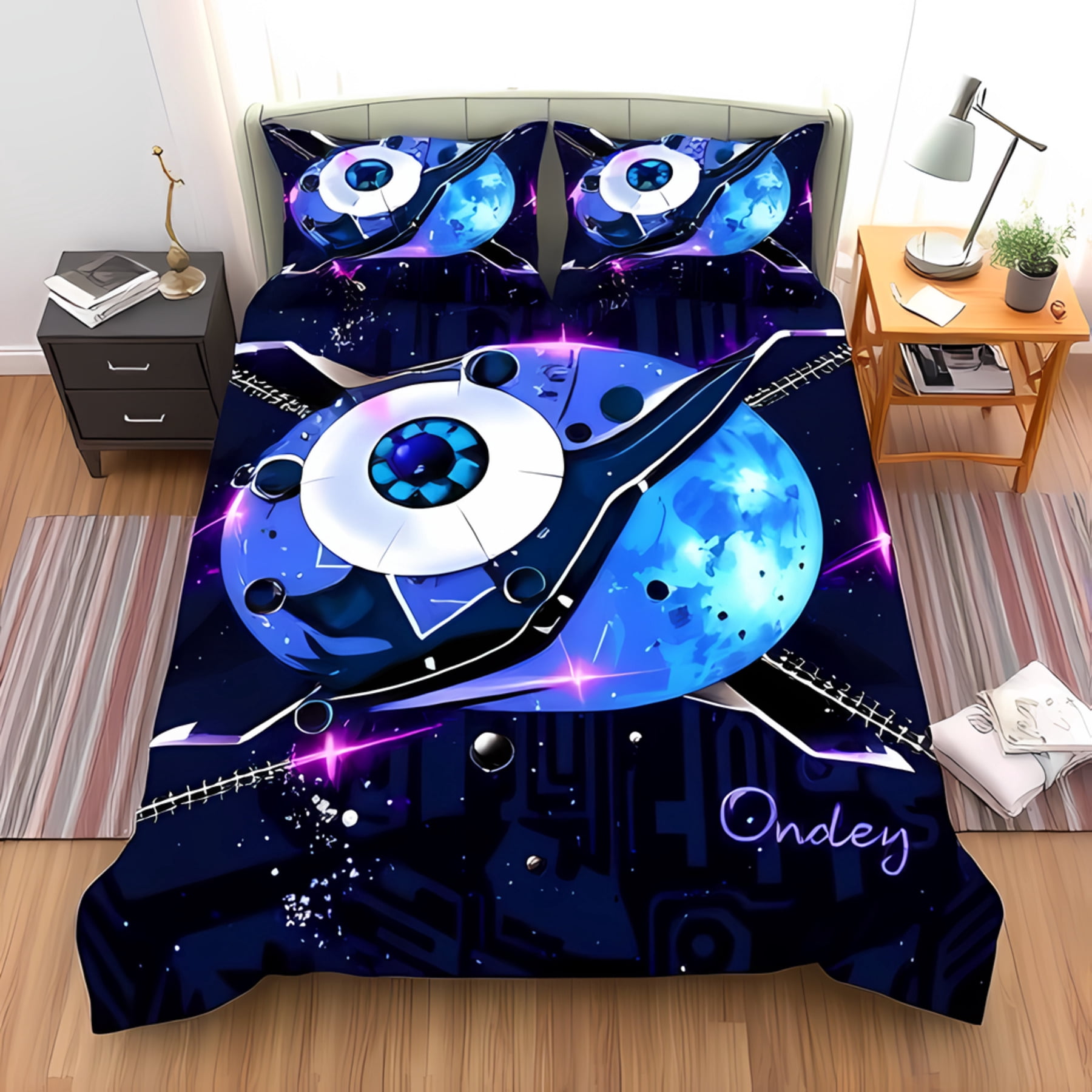 3-Piece Duvet Cover Set with Futuristic Eye Design - Space Theme ...