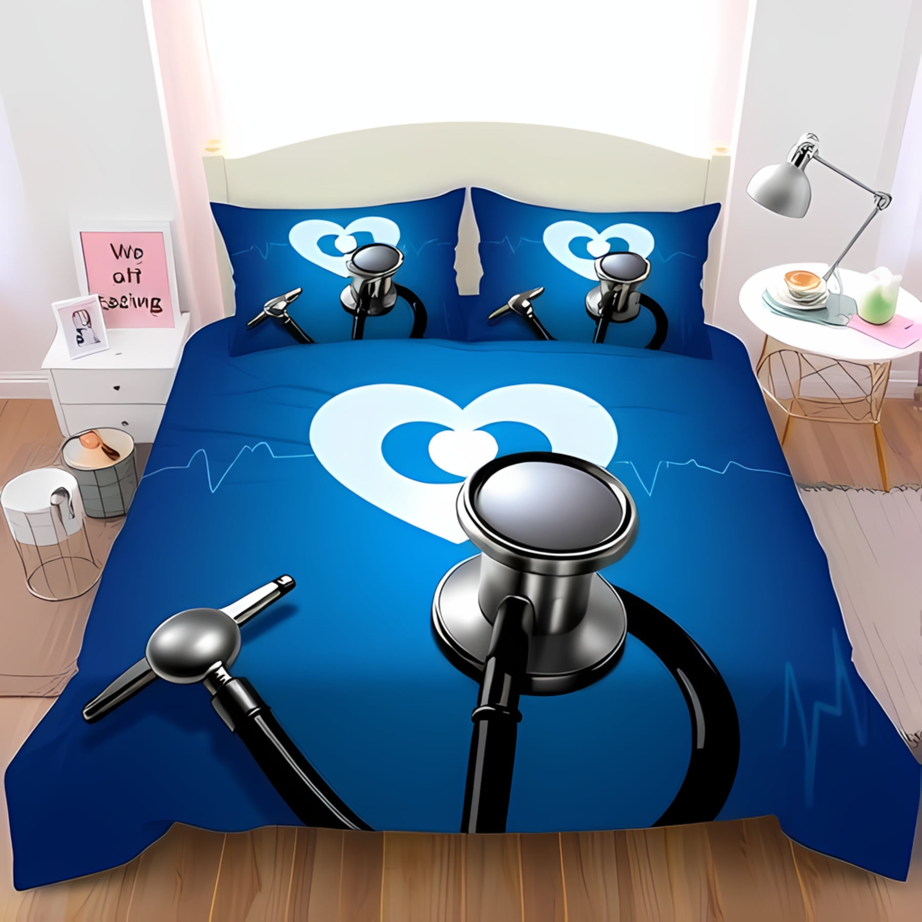 3-Piece Duvet Cover Set with Heart - Cozy Bedding for Healthcare ...