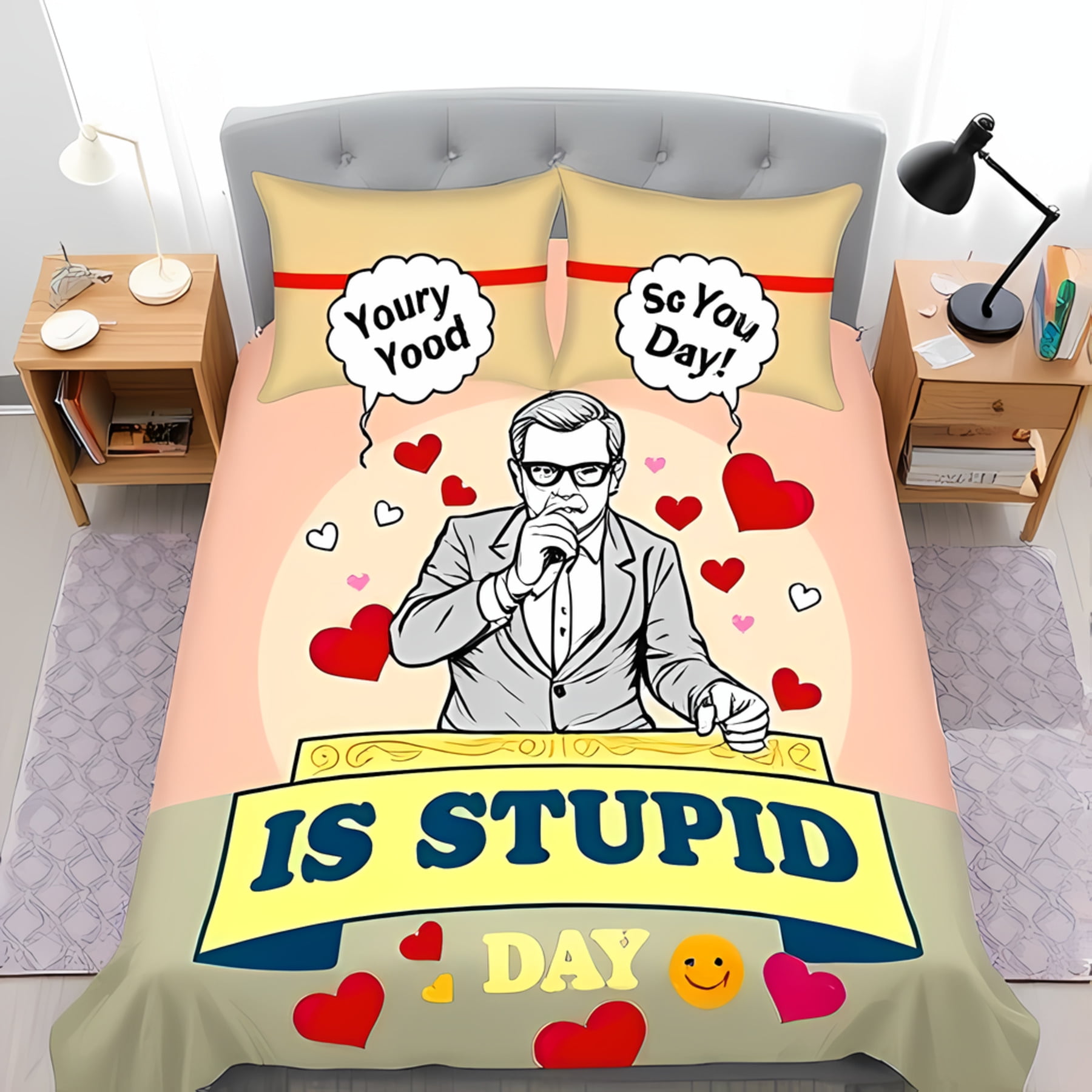 3-Piece Duvet Cover Set with Humorous Man in Suit Illustration " Is ...
