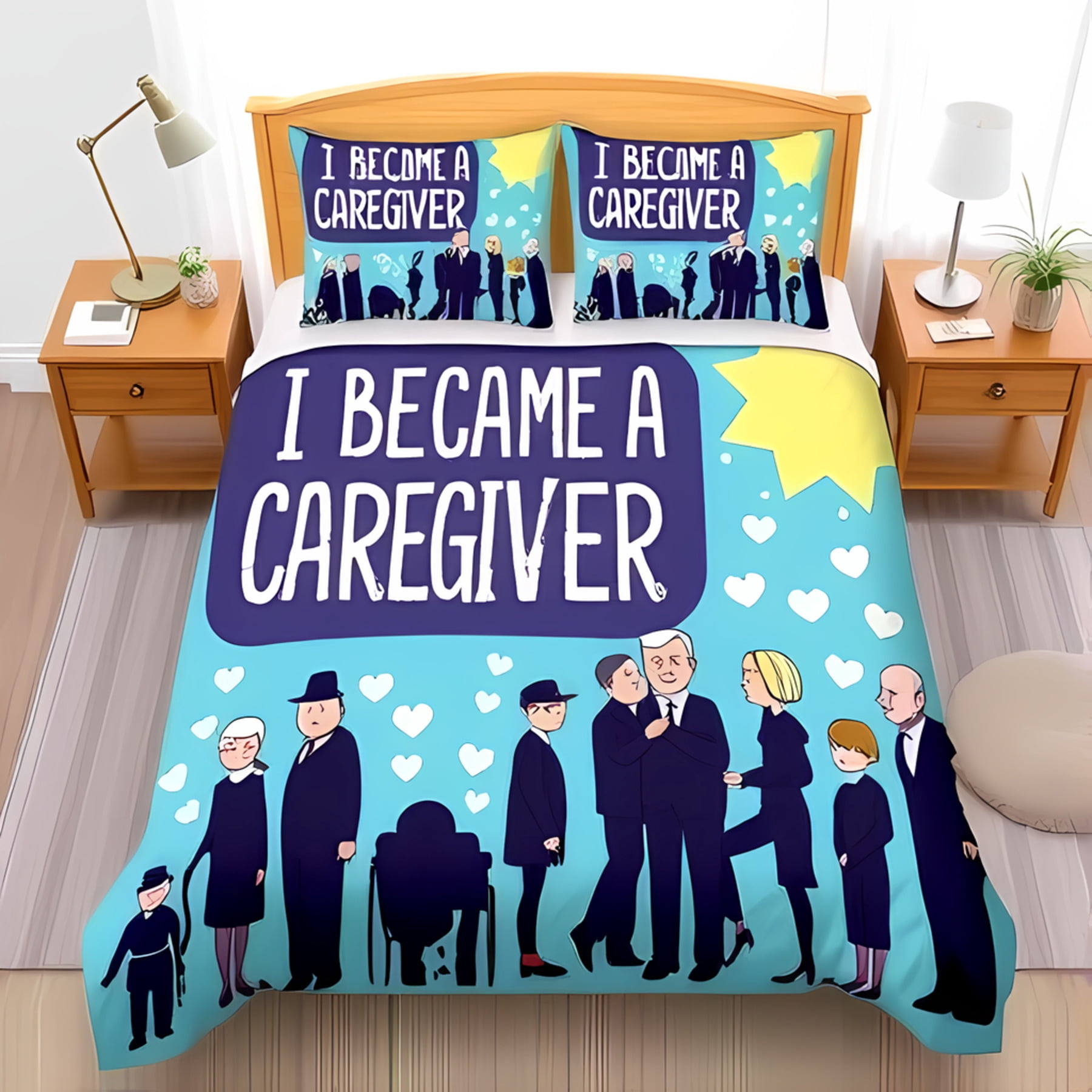 3-Piece Duvet Cover Set with " I Became a Caregiver " Design Colorful ...