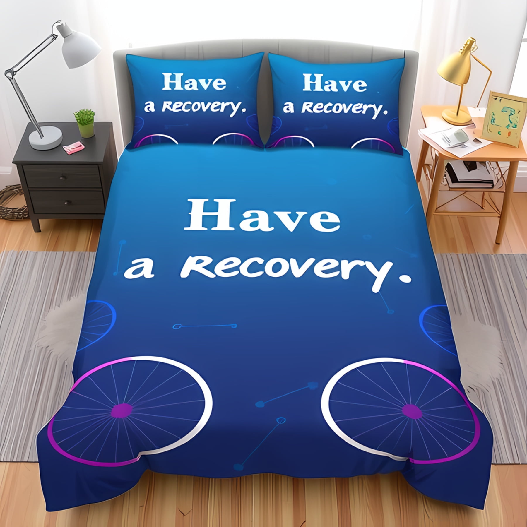 3-Piece Duvet Cover Set with Motivational " Have a Recovery " Message ...