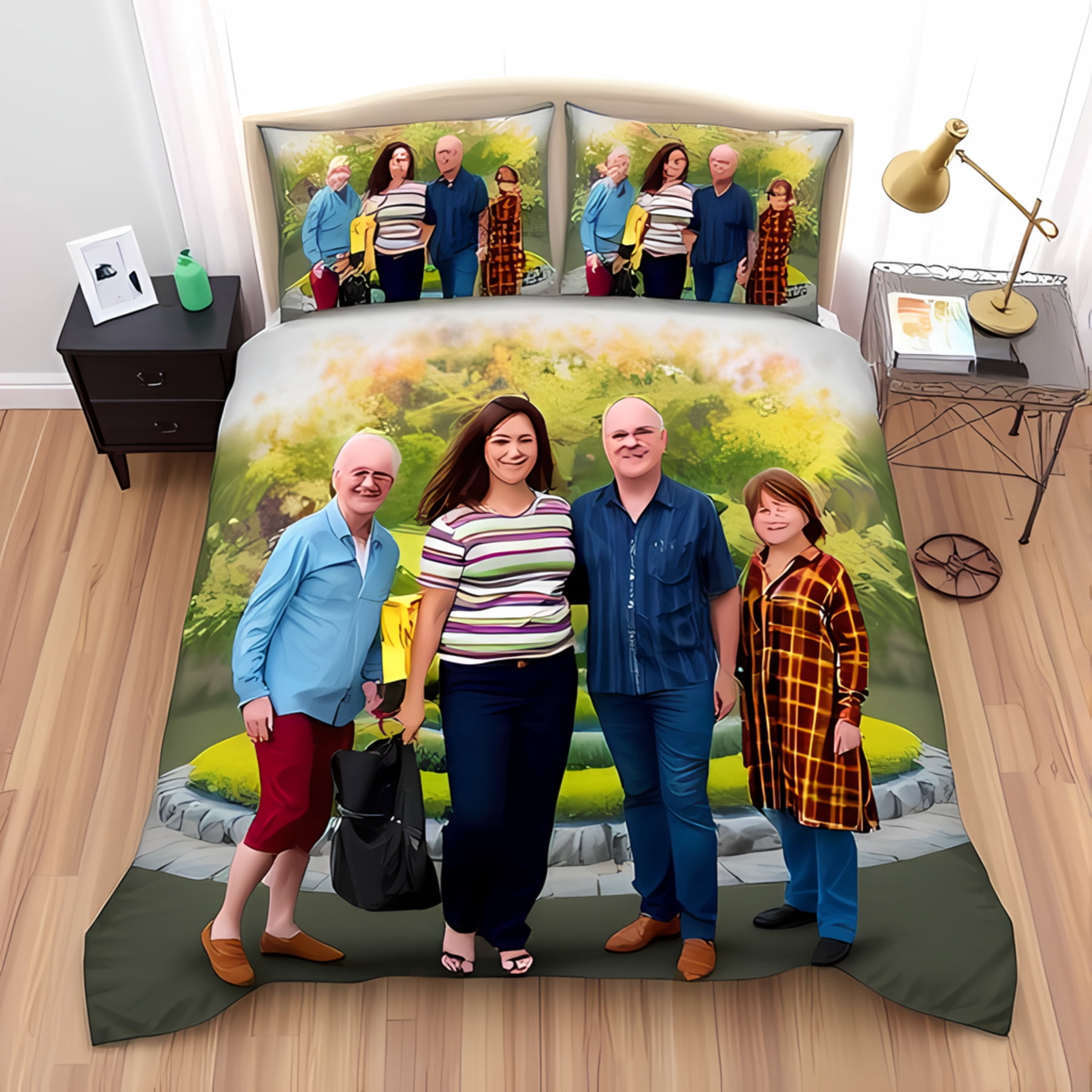 3-Piece Duvet Cover Set with Multi-Generational Family Portrait Design ...