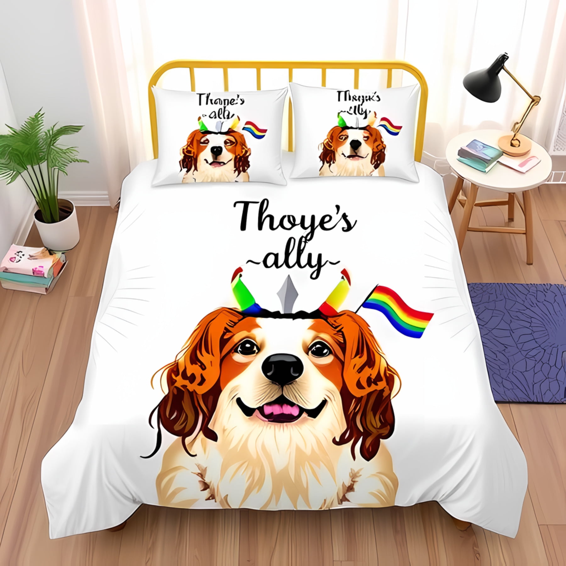 3-Piece Duvet Cover Set with Playful Canine Theme & Colorful ...