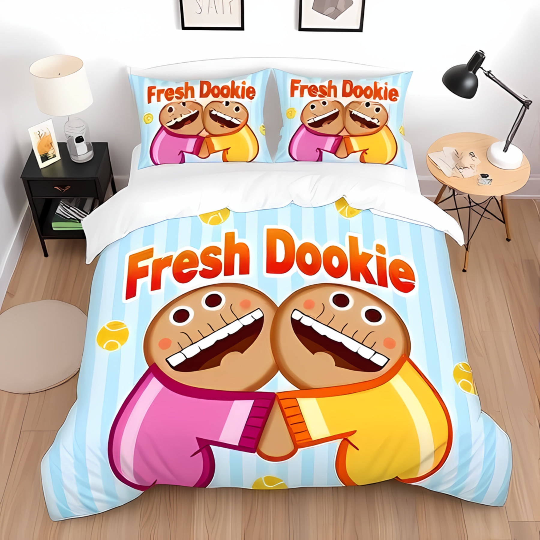 3-Piece Duvet Cover Set with Playful Cartoon Characters 'Fresh Dookie ...