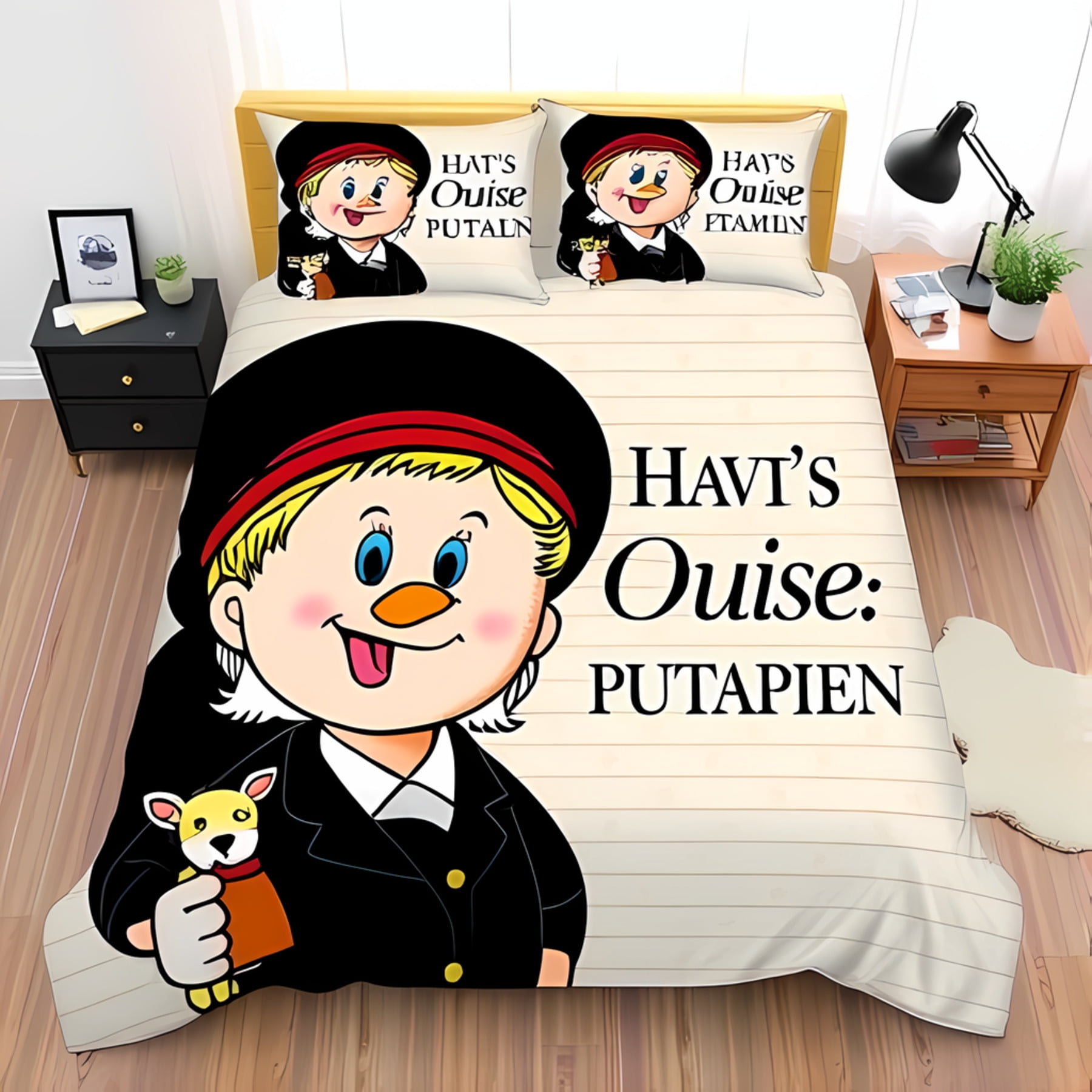 3-Piece Duvet Cover Set with Playful Cartoon Characters Stylish ...