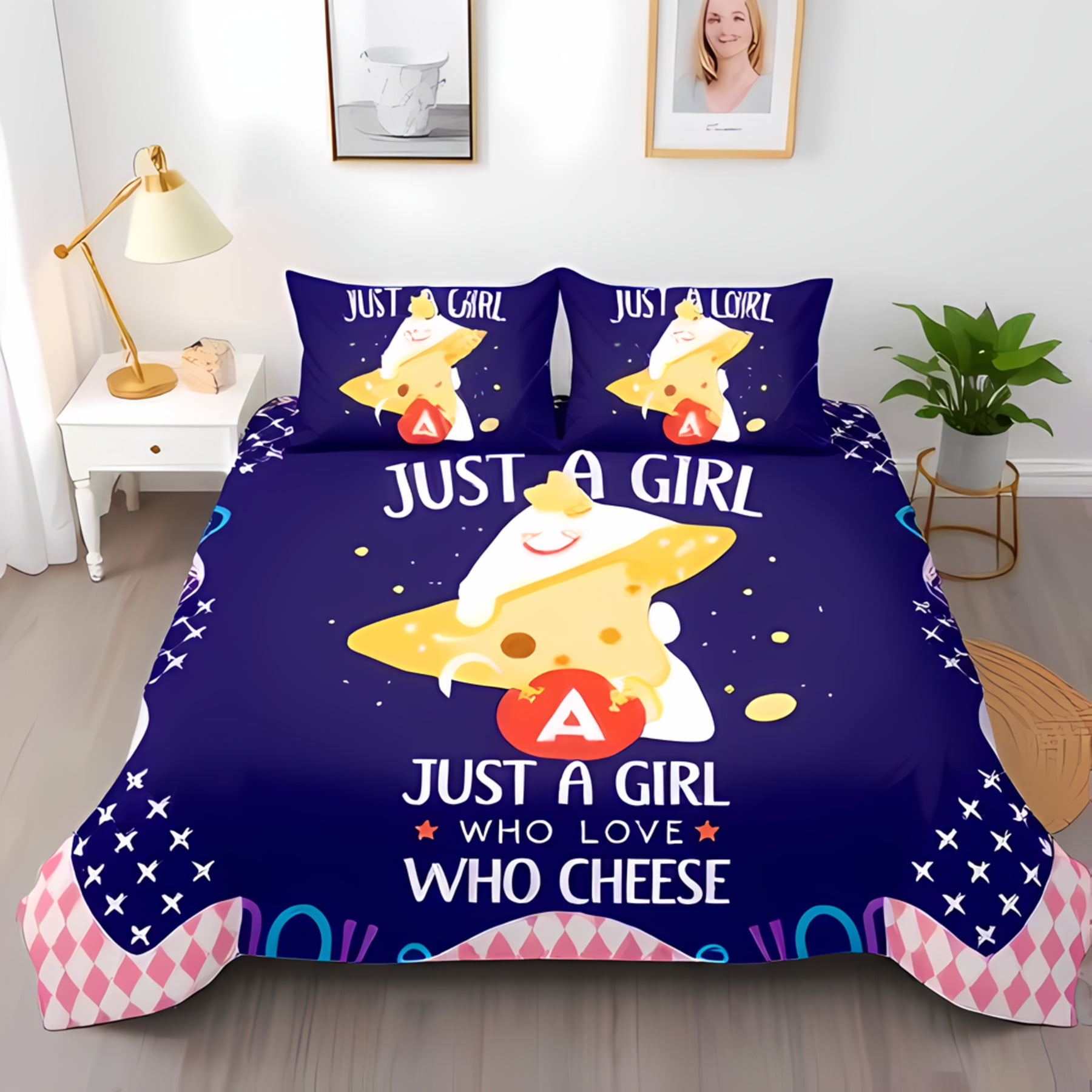 3-Piece Duvet Cover Set with Playful Cheese Character Design in ...