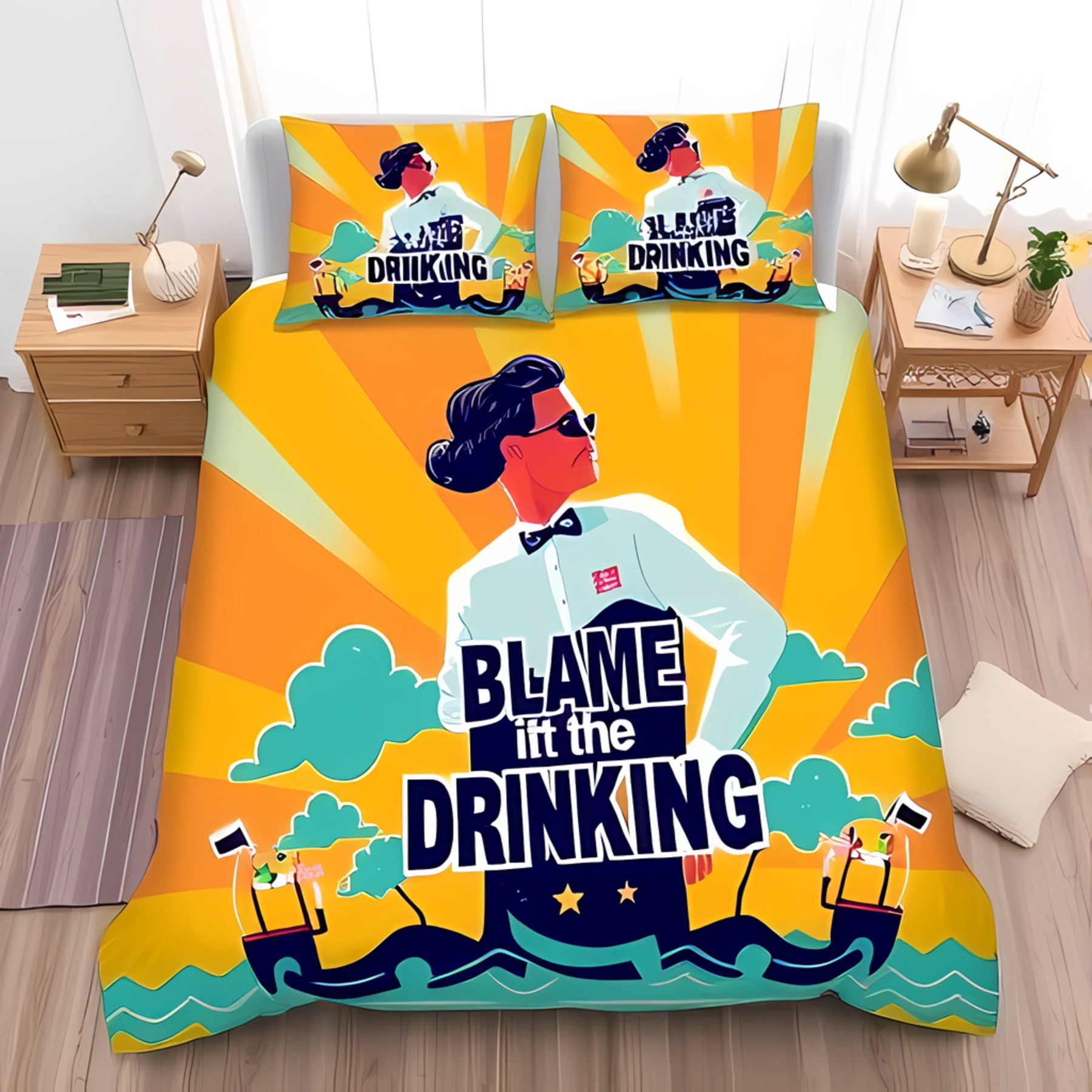 3-Piece Duvet Cover Set with Playful Graphic Design - Bright Colors ...