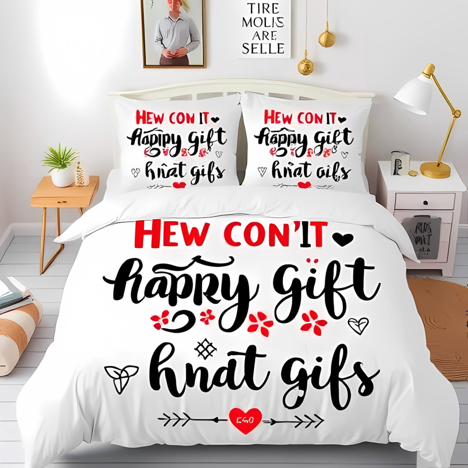 3-Piece Duvet Cover Set with Playful 'Hew con'it happy gift knat gifs ...