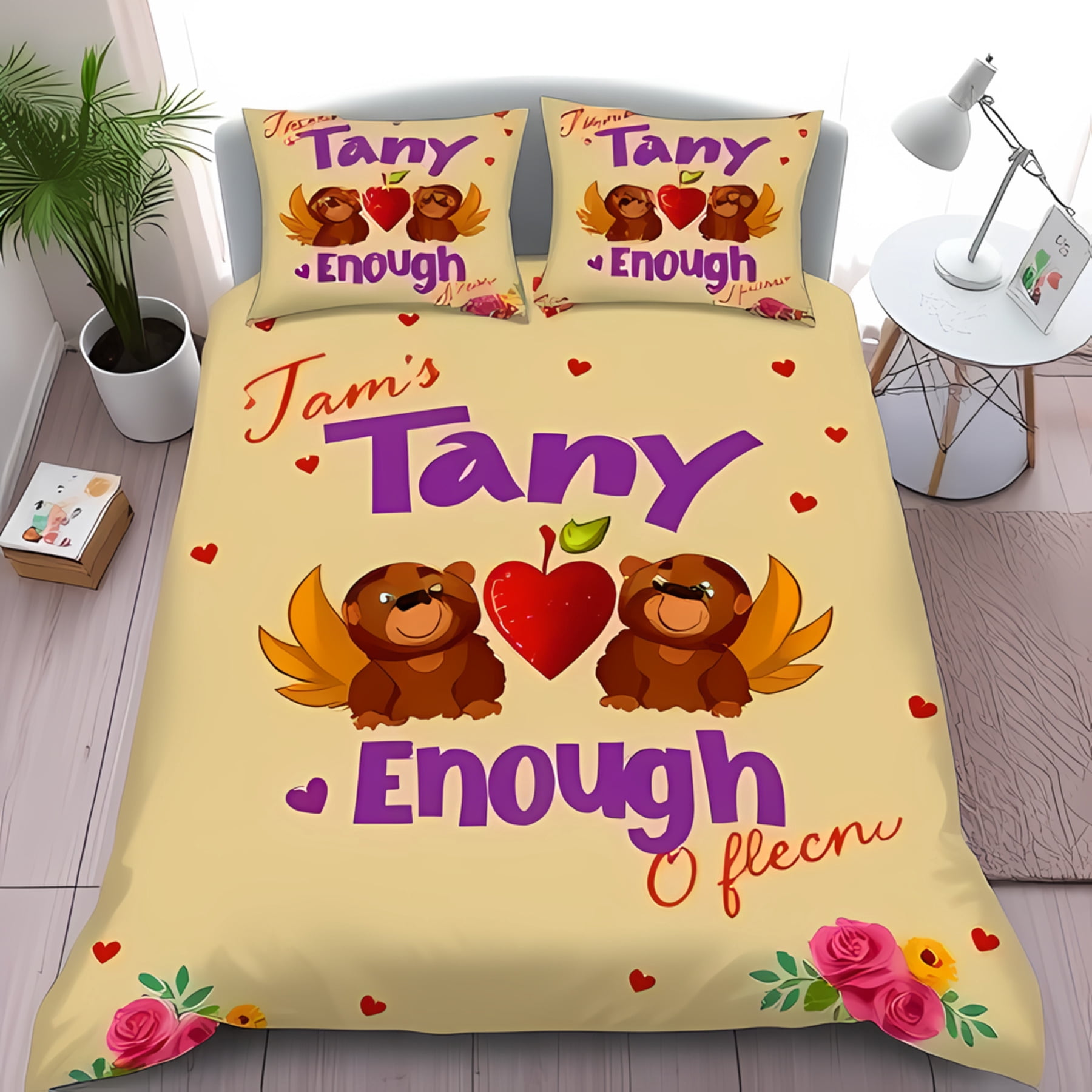 3-Piece Duvet Cover Set with Playful 'I am Tany enough' Design Cartoon ...