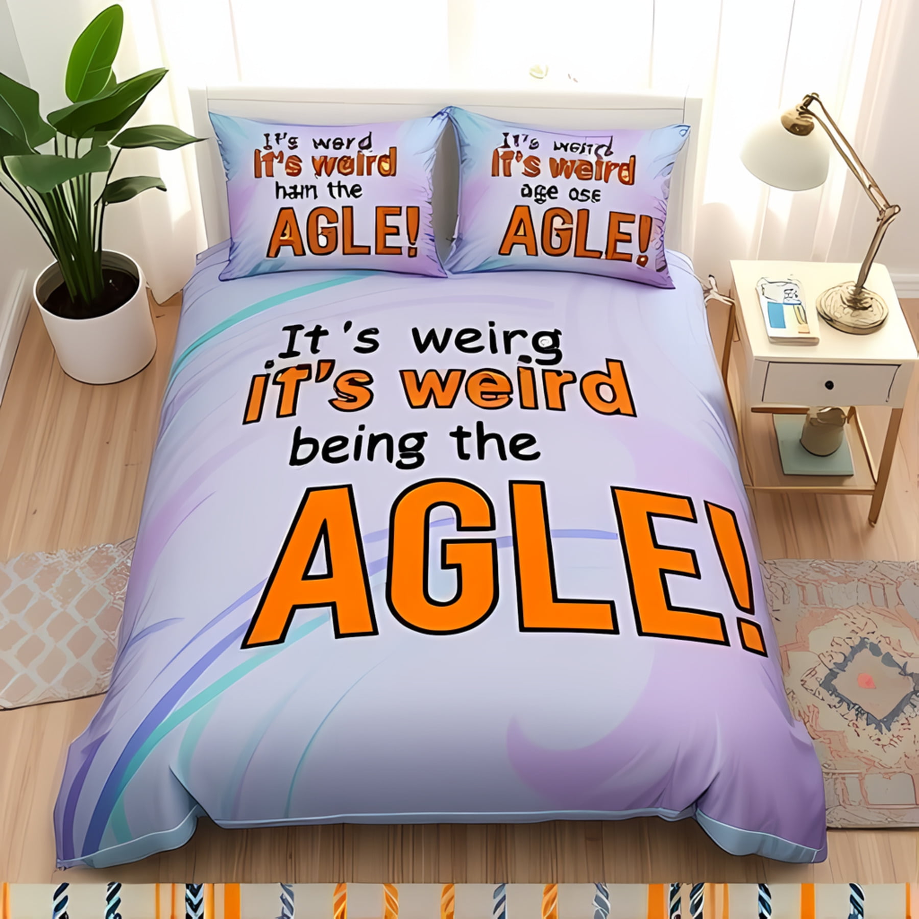 3-Piece Duvet Cover Set with Playful 'It's Weird Being the AGLE ...