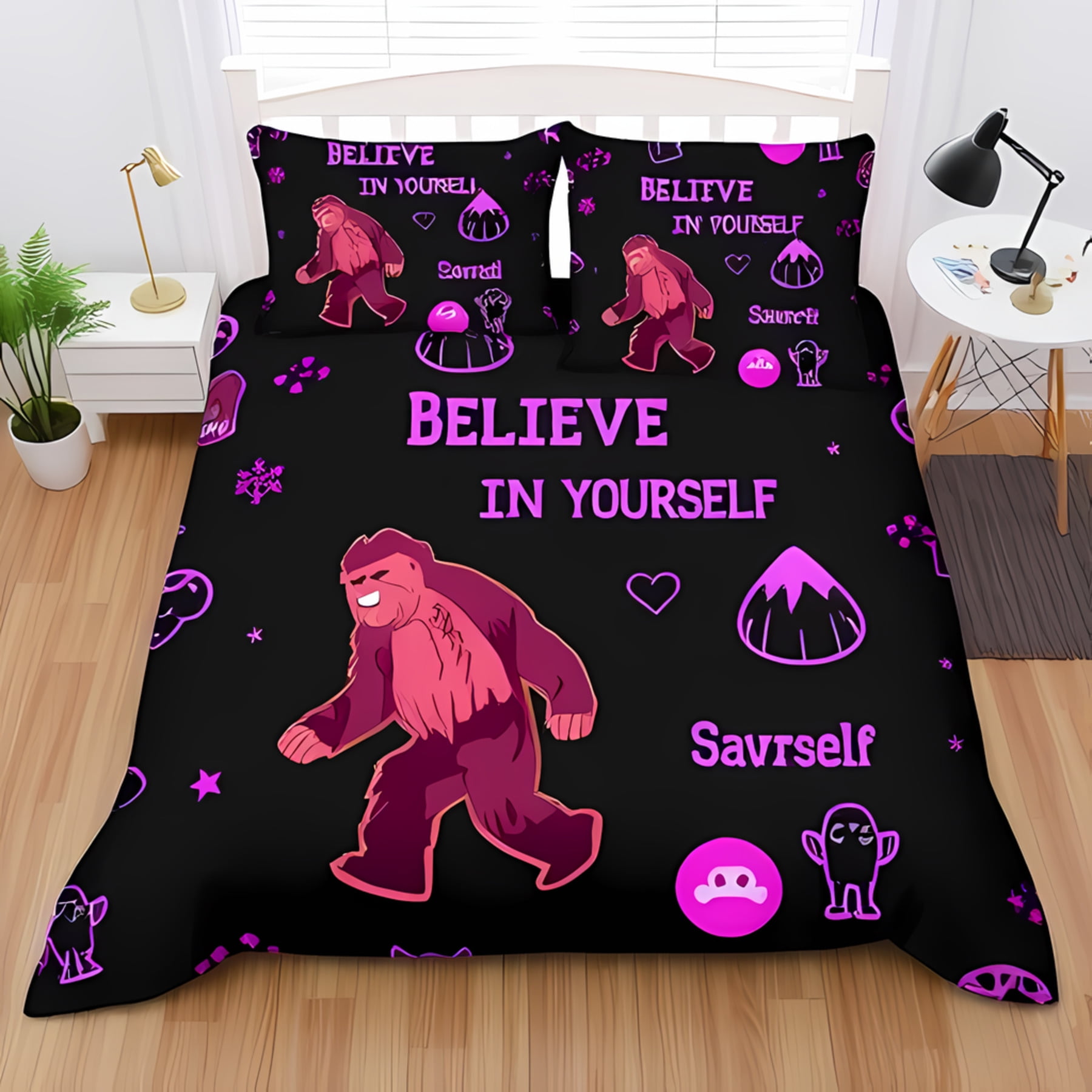 3-Piece Duvet Cover Set with Playful & Whimsical Creatures in Pink ...