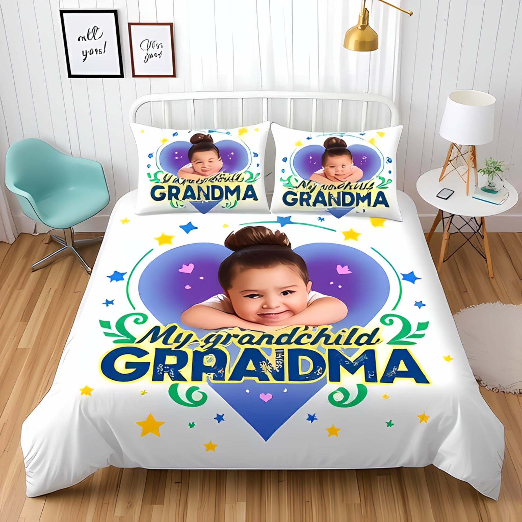 3-Piece Duvet Cover Set with Purple Heart Design Photo Playful 'My ...