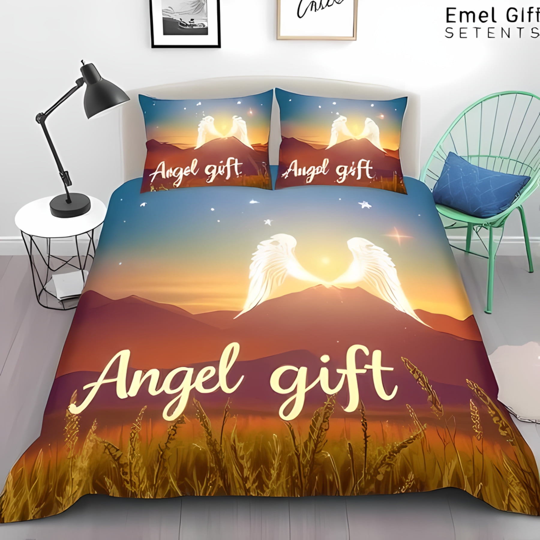 3-Piece Duvet Cover Set with Serene Sunset Landscape Design Elegant ...