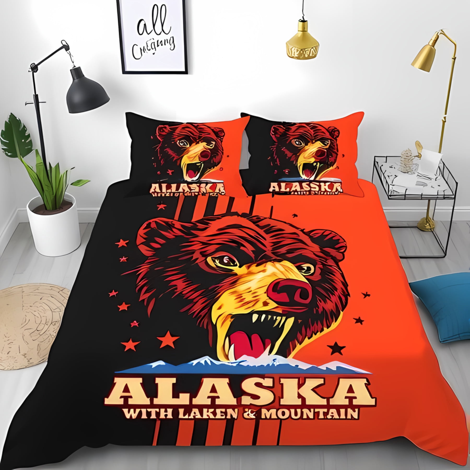 3-Piece Duvet Cover Set with Snarling Design - Alaska with Laken ...