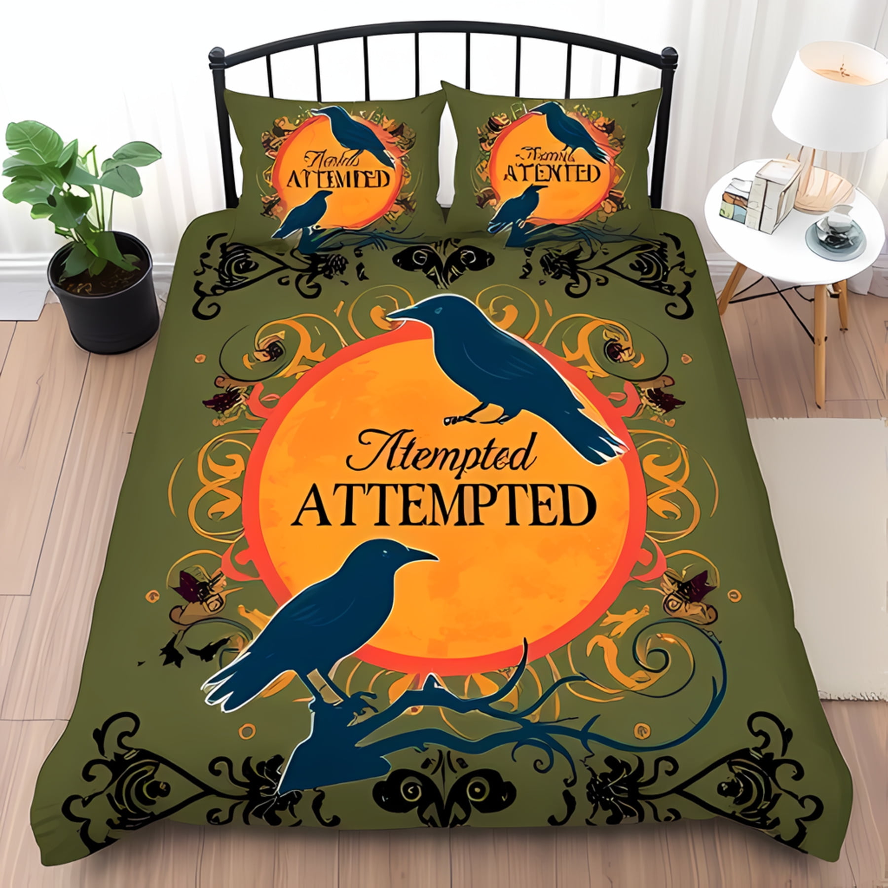 3-Piece Duvet Cover Set with Striking 'Attempted' Design Radiant Orange ...