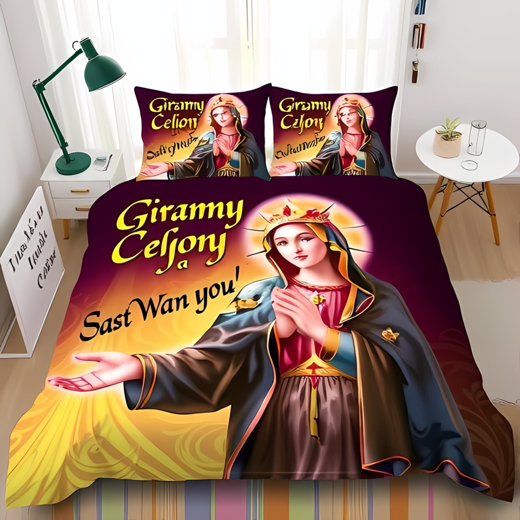 3-Piece Duvet Cover Set with Theme Featuring Traditional Woman in Crown ...