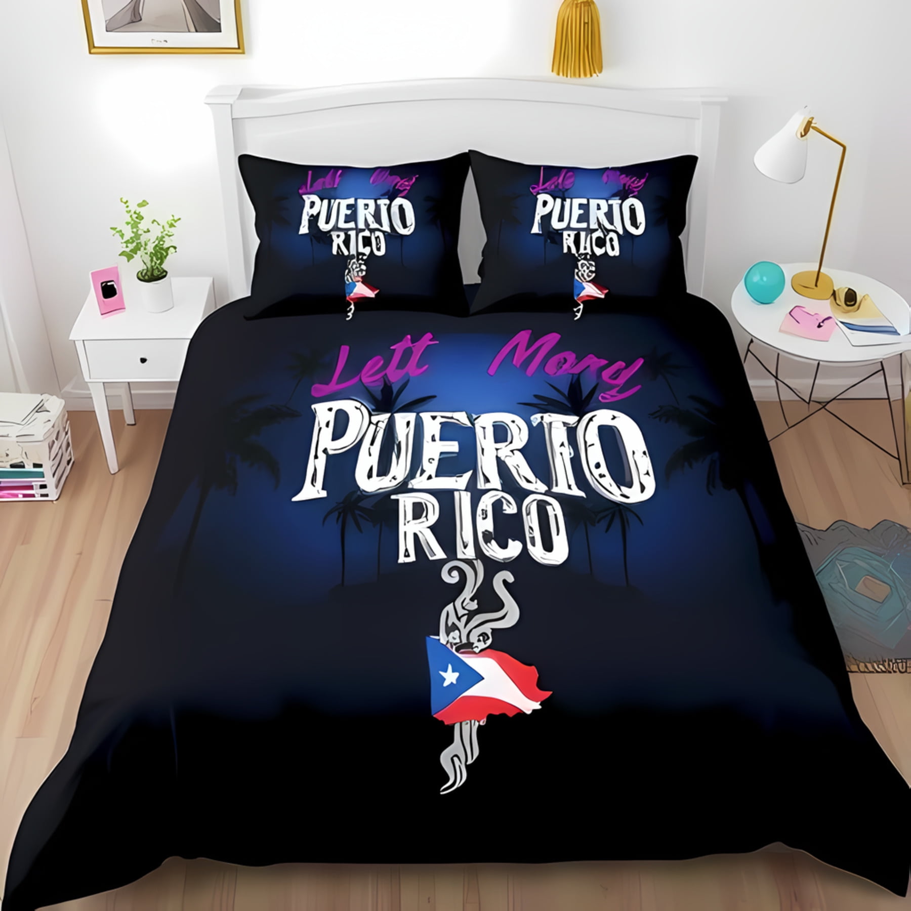 3-Piece Duvet Cover Set with Tropical Tree Design " Let's Go Puerto ...