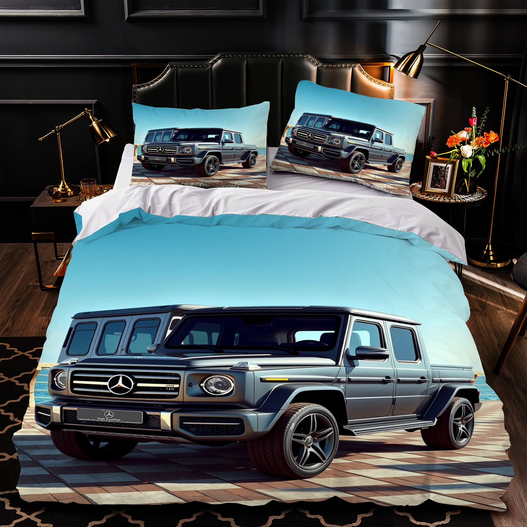 3-Piece Duvet Cover Set with Truck Design Stylish Bedding for Car ...