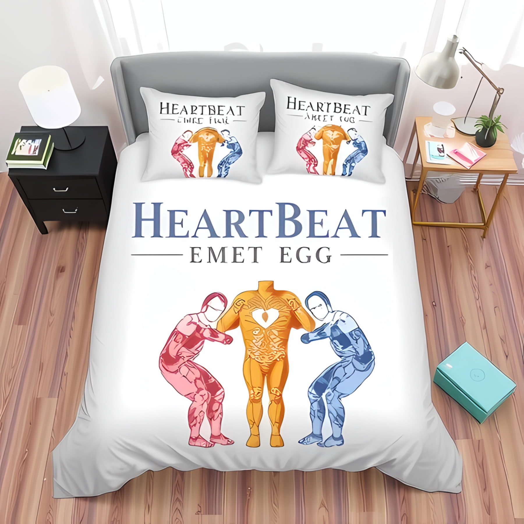 3-Piece Duvet Cover Set with Unique Human Torso Illustration and ...