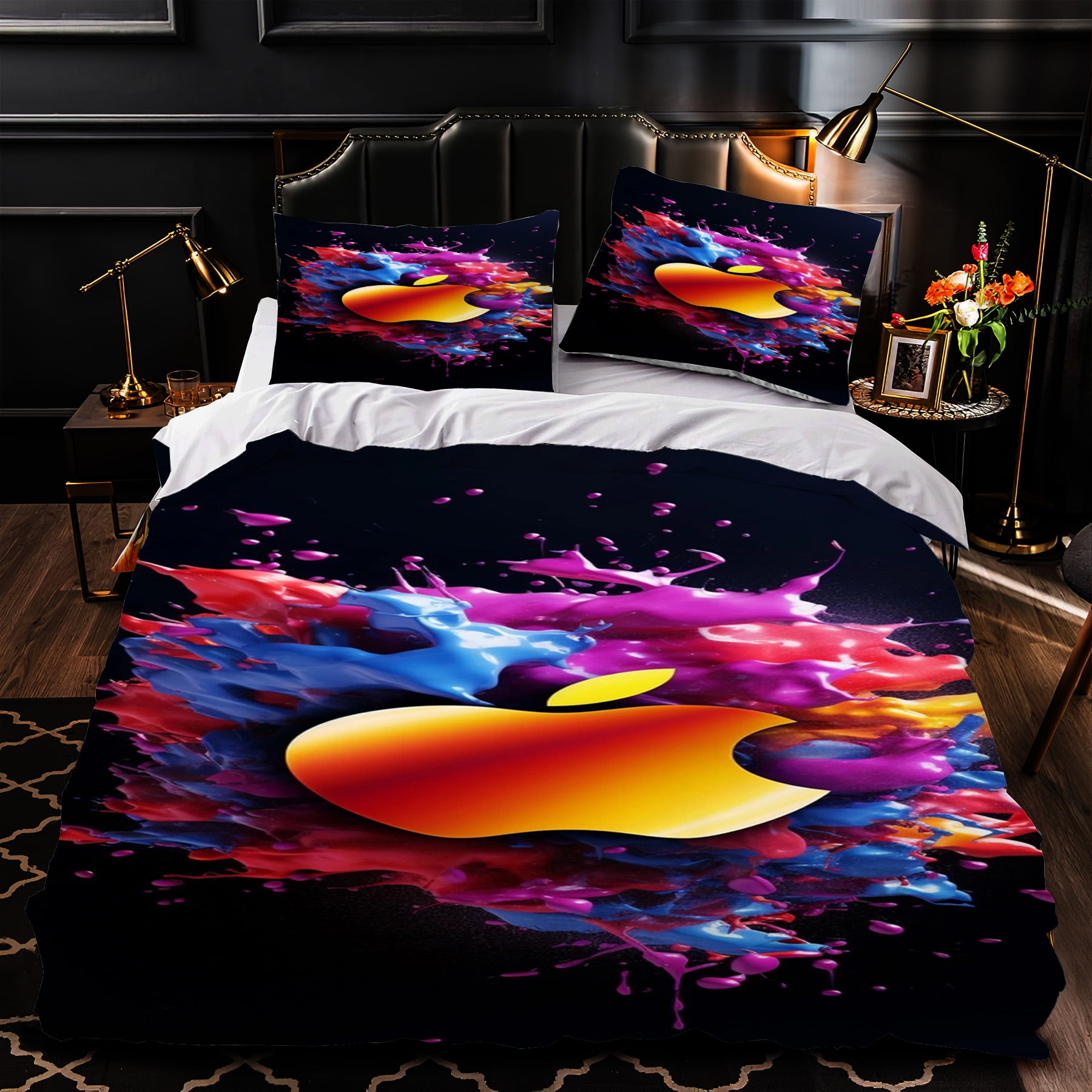 3-Piece Duvet Cover Set with Vibrant Abstract Splash Design Featuring ...