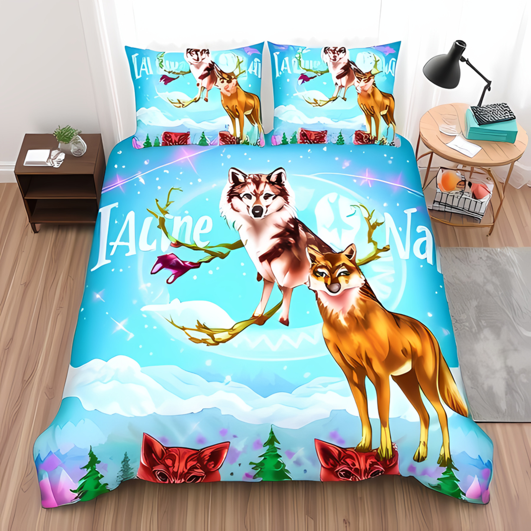 3-Piece Duvet Cover Set with Vibrant Blue Sky Starry Mountains and ...