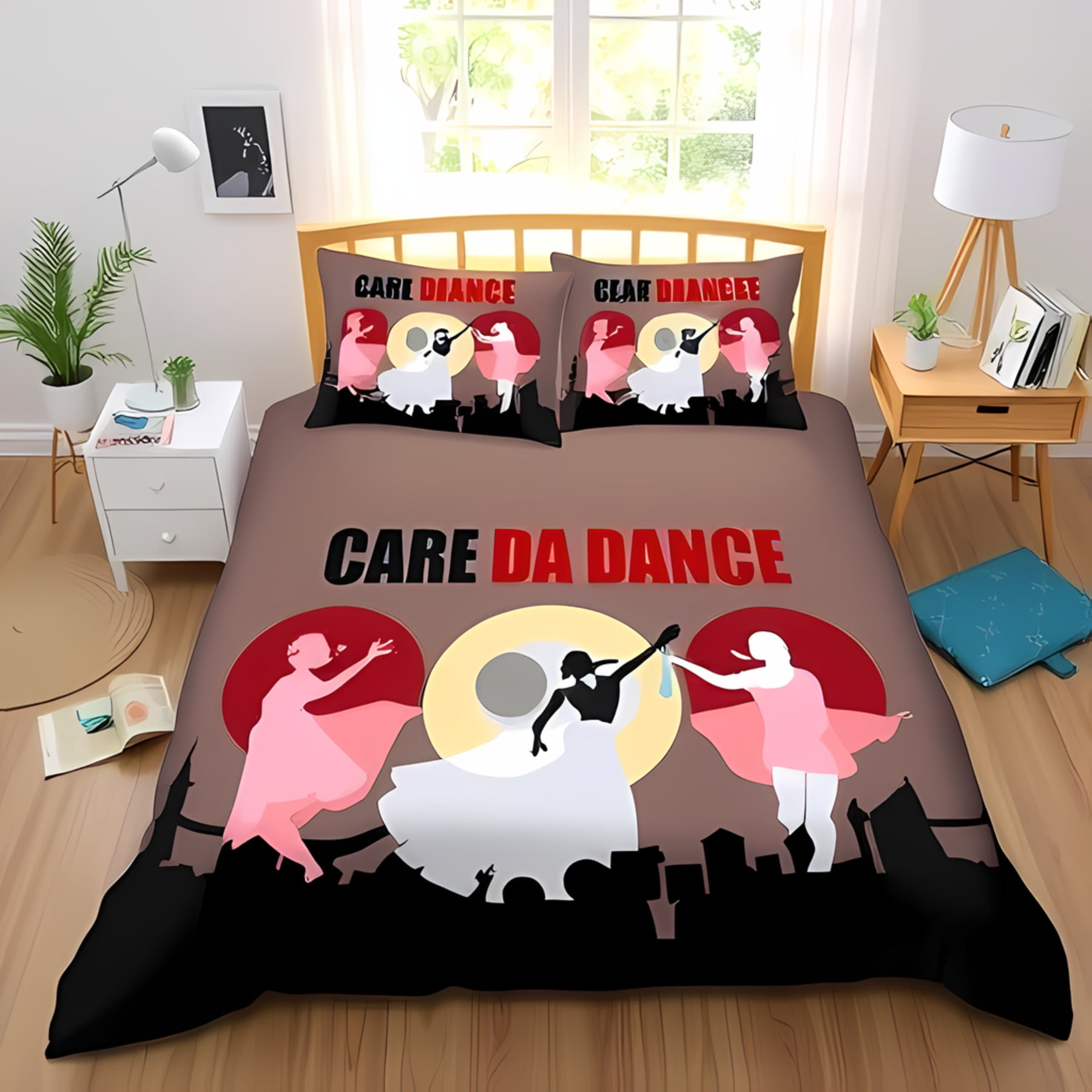 3-Piece Duvet Cover Set with Vibrant 'CARE DA DANCE' Design Featuring ...