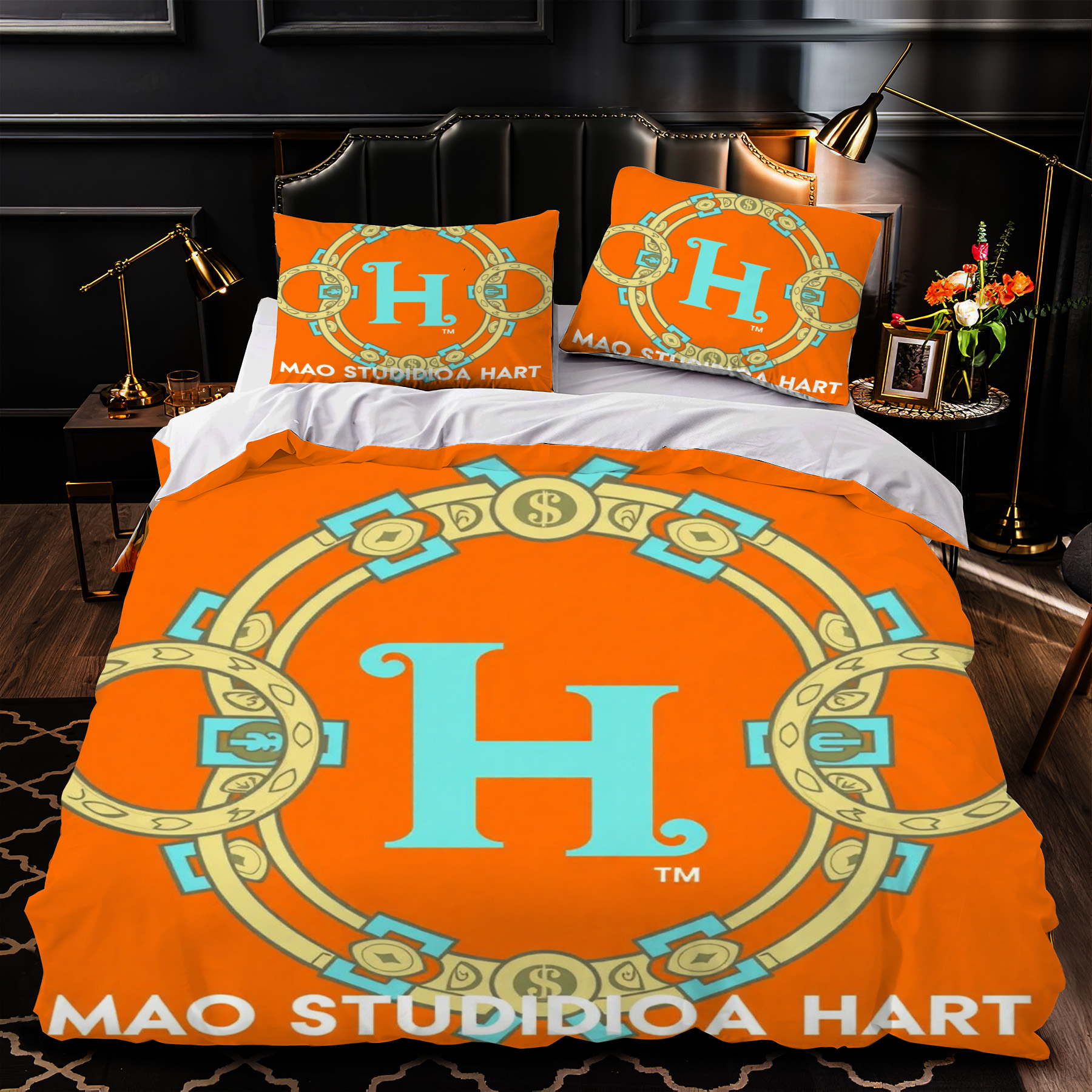 3-Piece Duvet Cover Set with Vibrant Circular Patterns & Signs - Orange ...