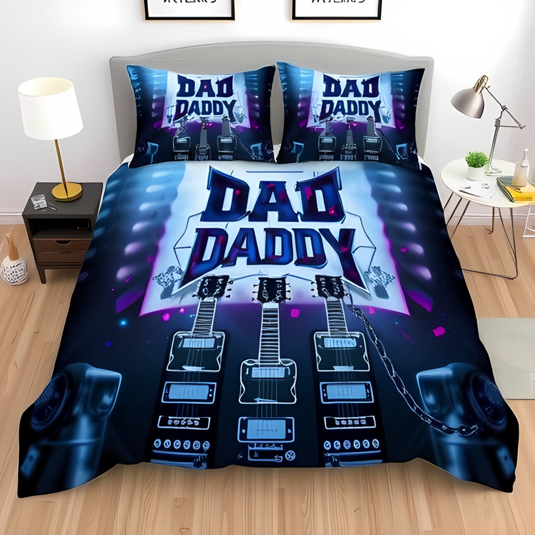3-Piece Duvet Cover Set with Vibrant 'DAD DADDY' Design & Electric ...