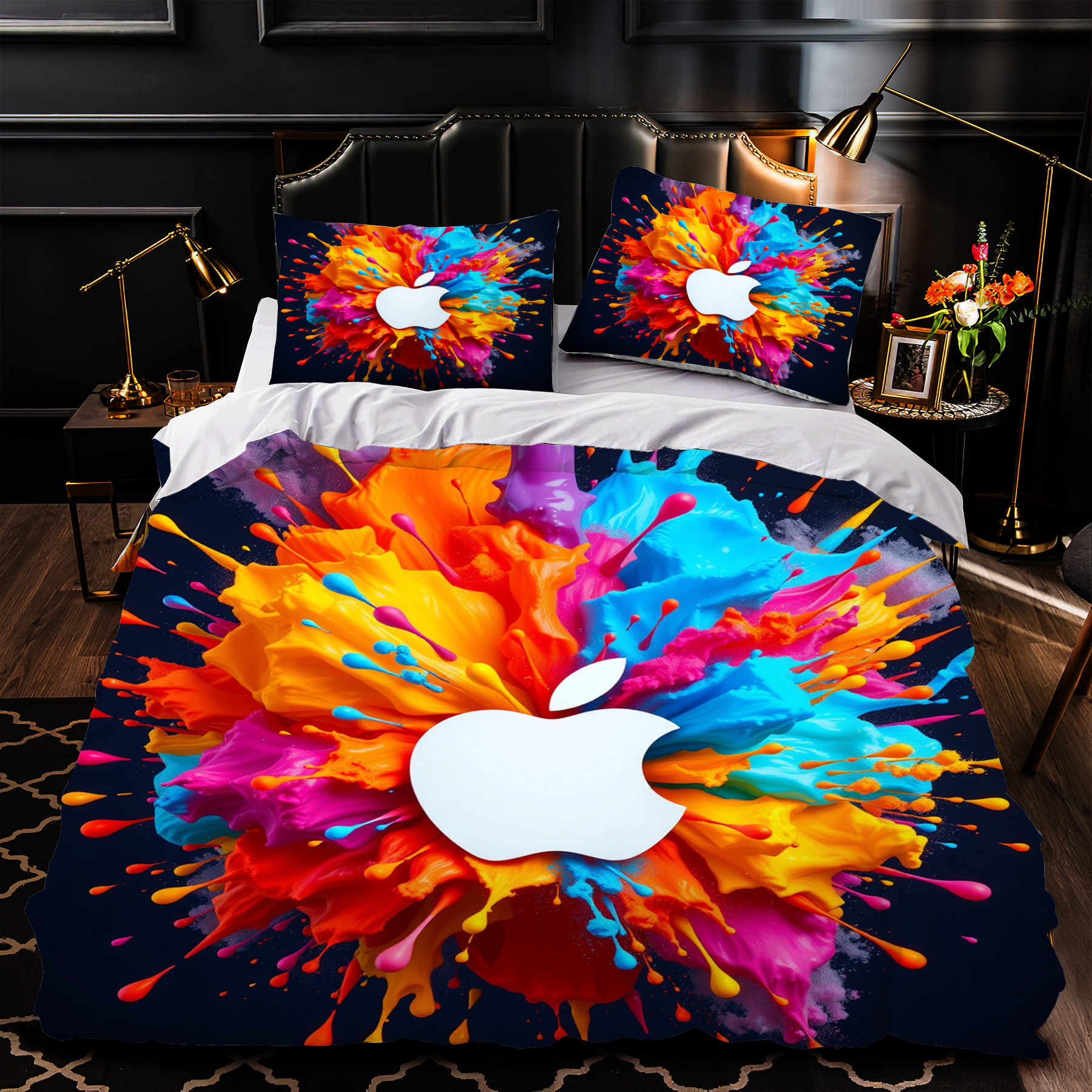 3-Piece Duvet Cover Set with Vibrant Explosion Design - Modern Colorful ...