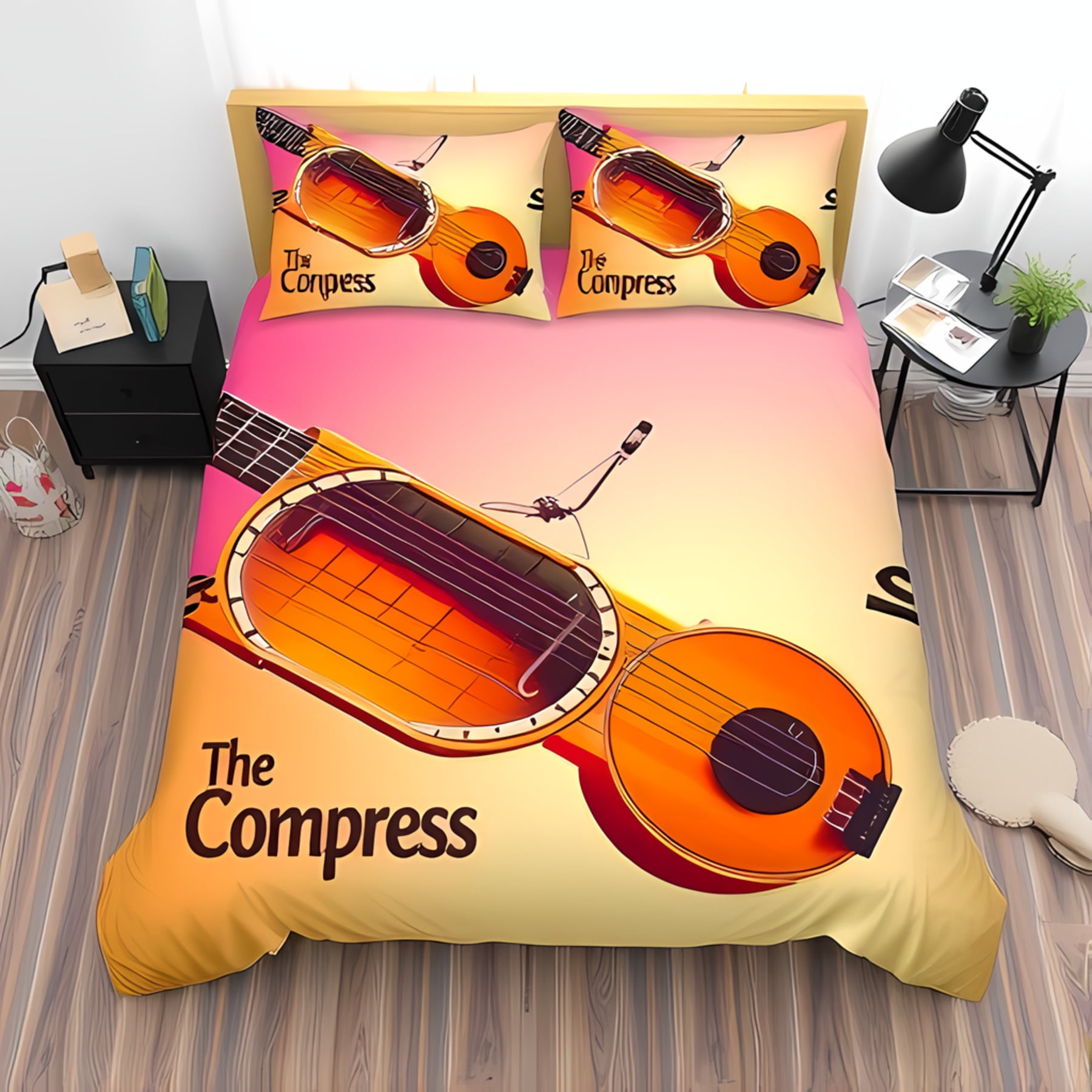 3-Piece Duvet Cover Set with Vibrant Mandolin - Style Compress Design ...