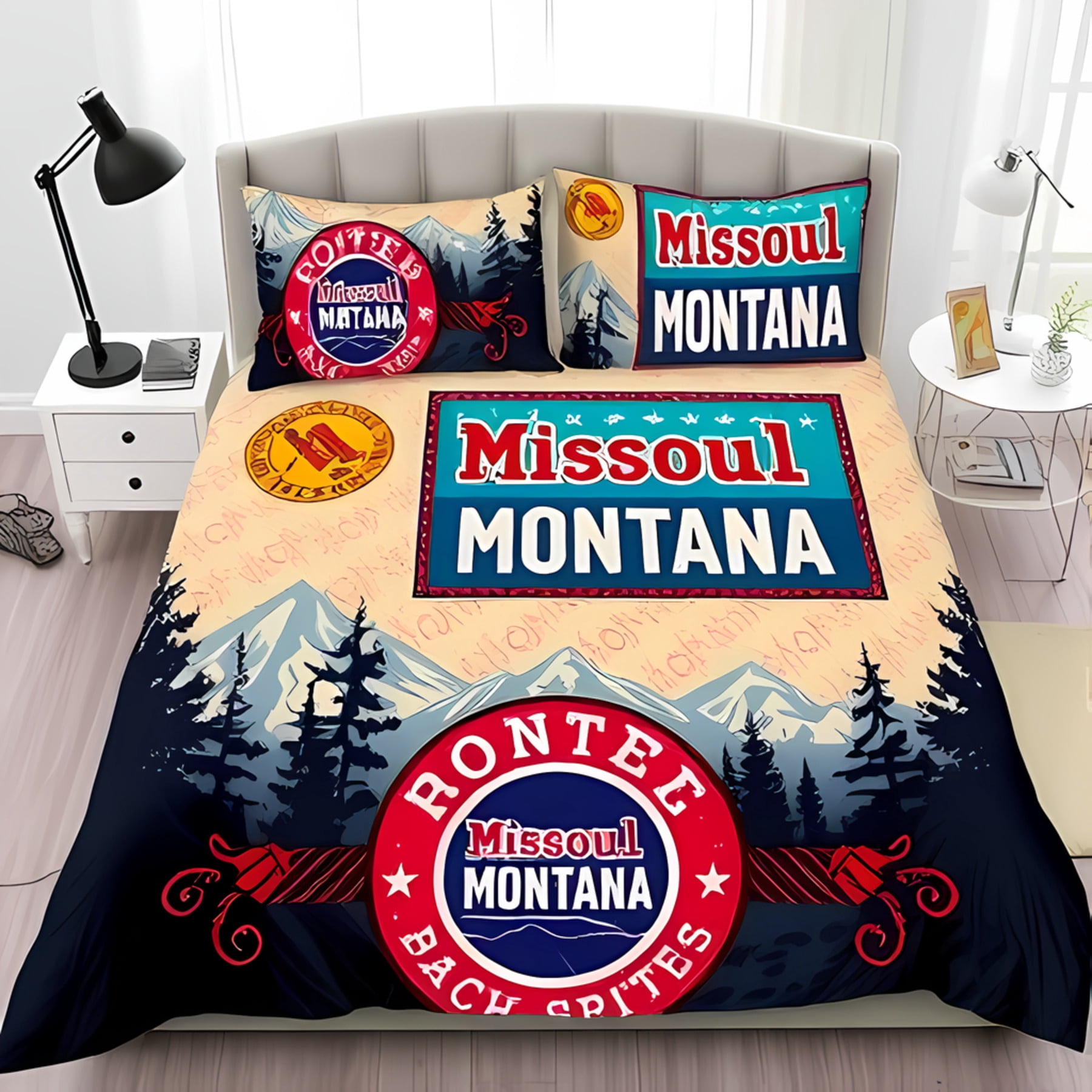 3-Piece Duvet Cover Set with Vibrant Missoula Montana Design - Bold ...
