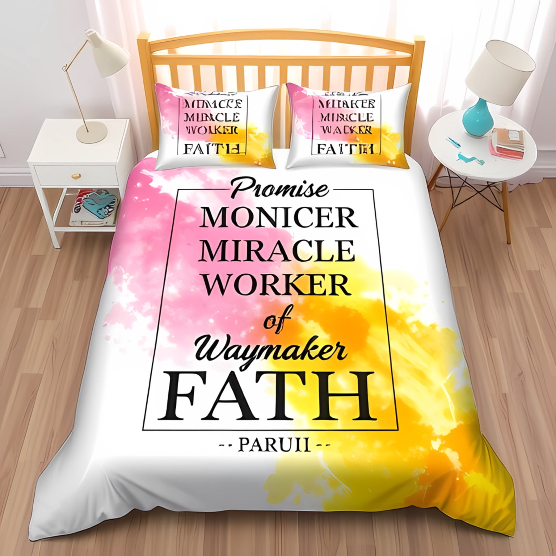 3-Piece Duvet Cover Set with Vibrant Watercolor Splashes in Yellow and ...