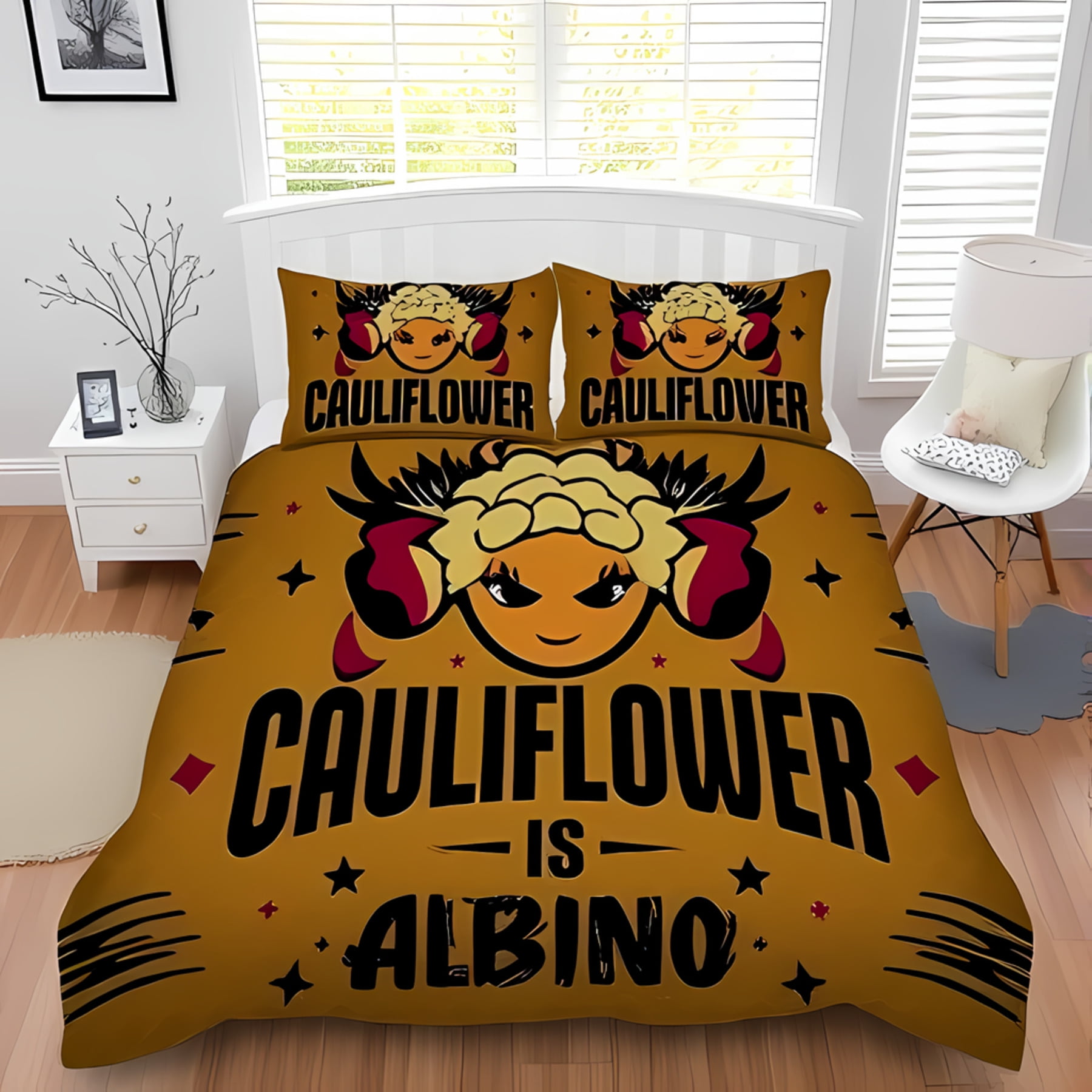 3-Piece Duvet Cover Set with Whimsical Cartoon Cauliflower Design ...