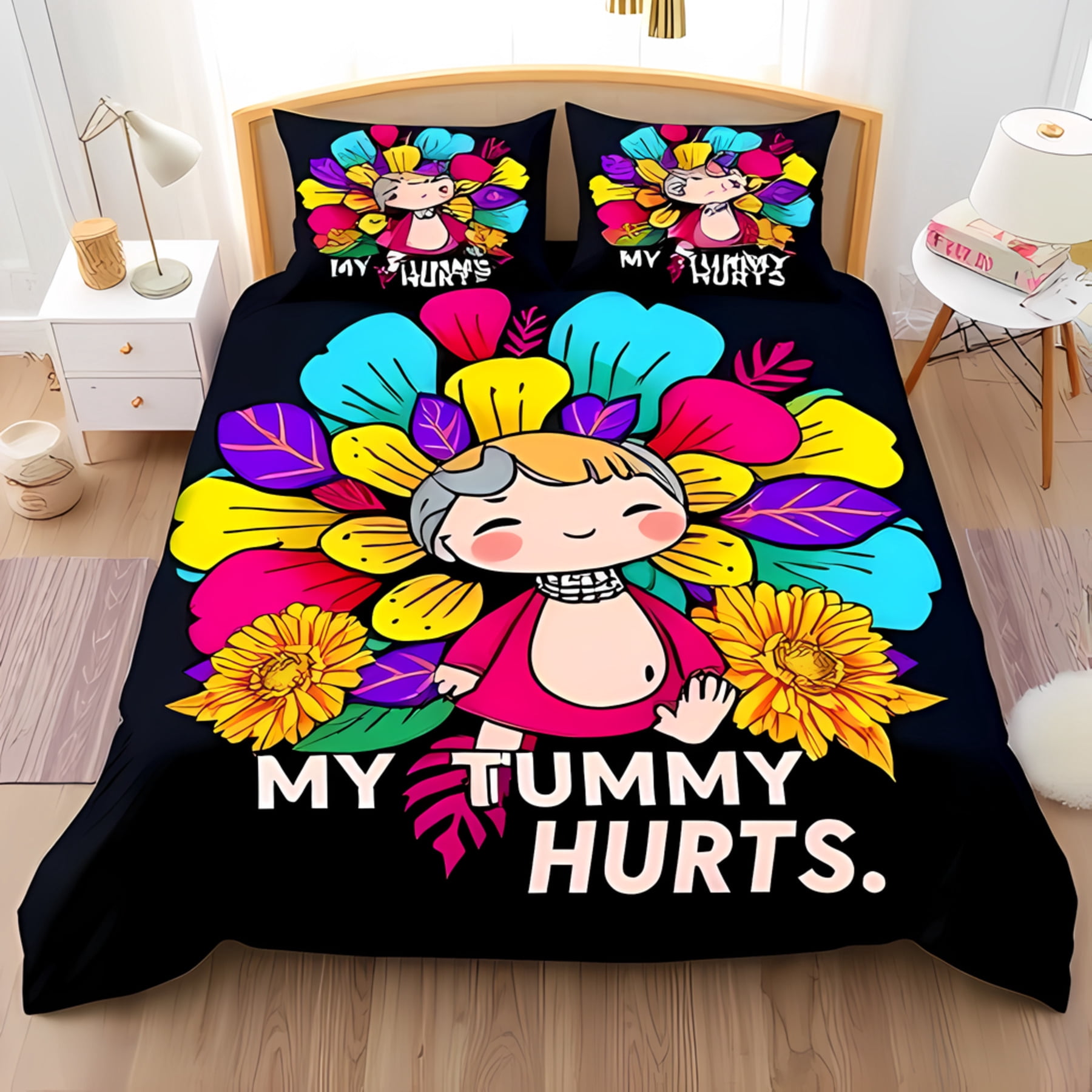 3-Piece Duvet Cover Set with Whimsical Cartoon Character & Colorful ...