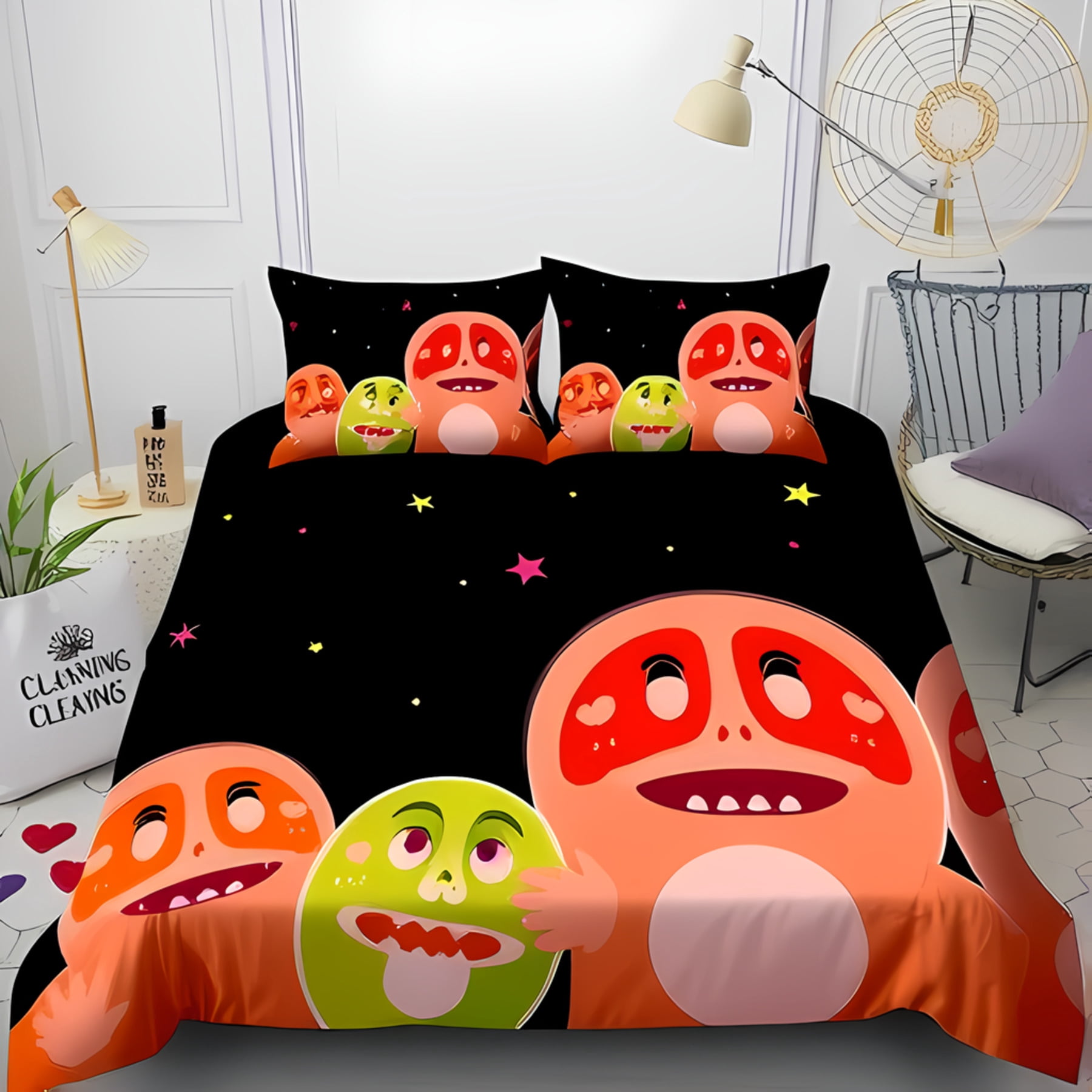 3-Piece Duvet Cover Set with Whimsical Cartoon Character Design ...
