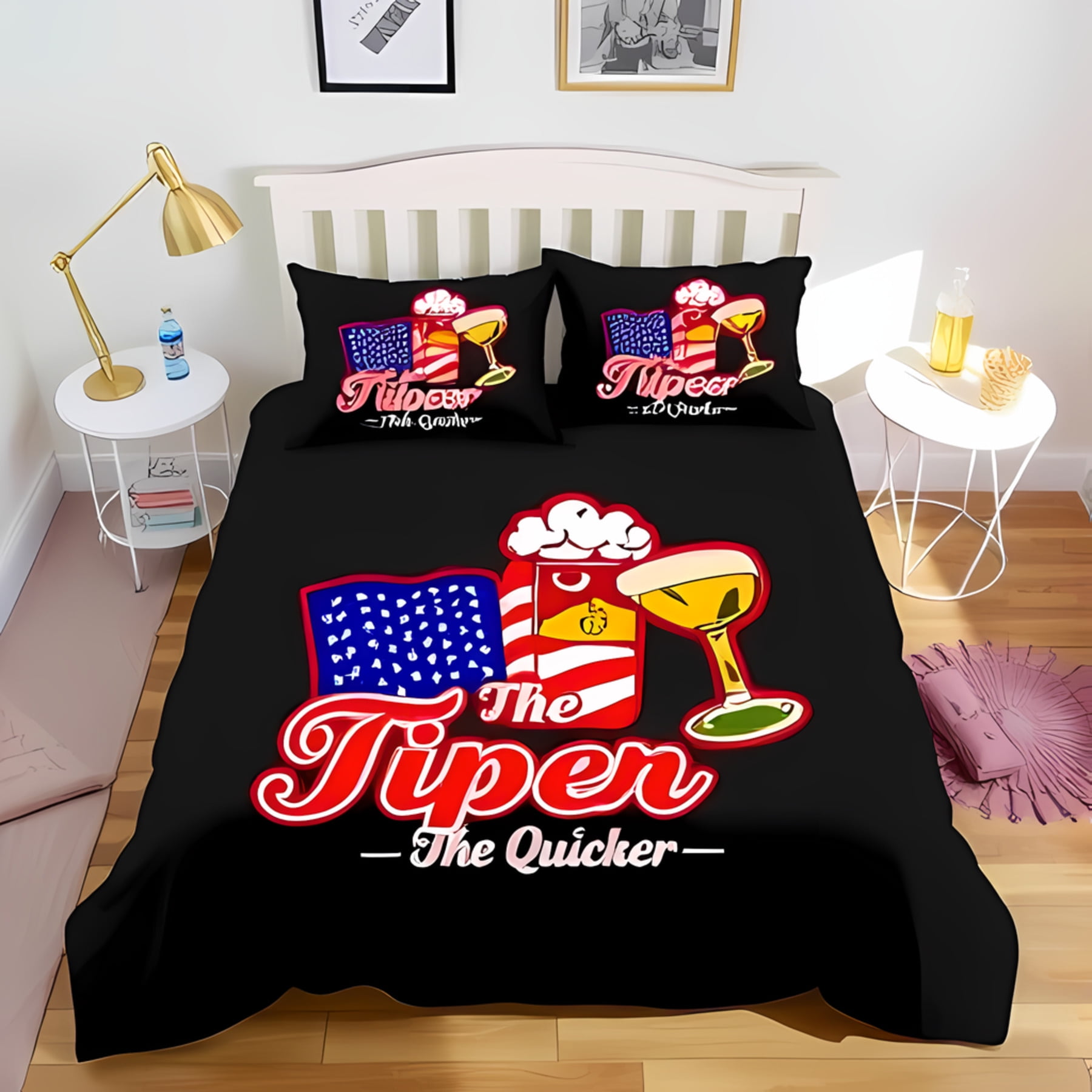 3-Piece Duvet Cover Set with Whimsical Graphic Design - " The Tiper The ...