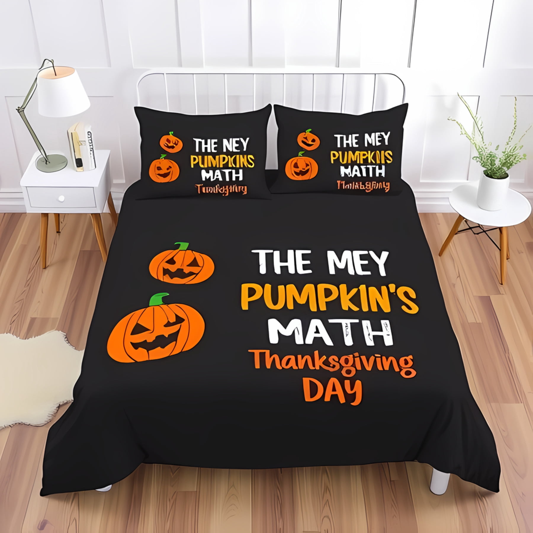 3-Piece Duvet Cover Set with Whimsical Pumpkin Design Cheerful Fall ...
