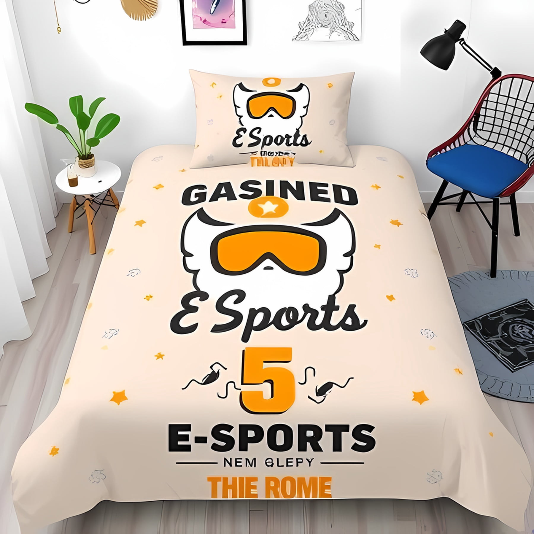 3-Piece E-Sports Duvet Cover & Pillowcase Set Fun Snow Creature Design ...