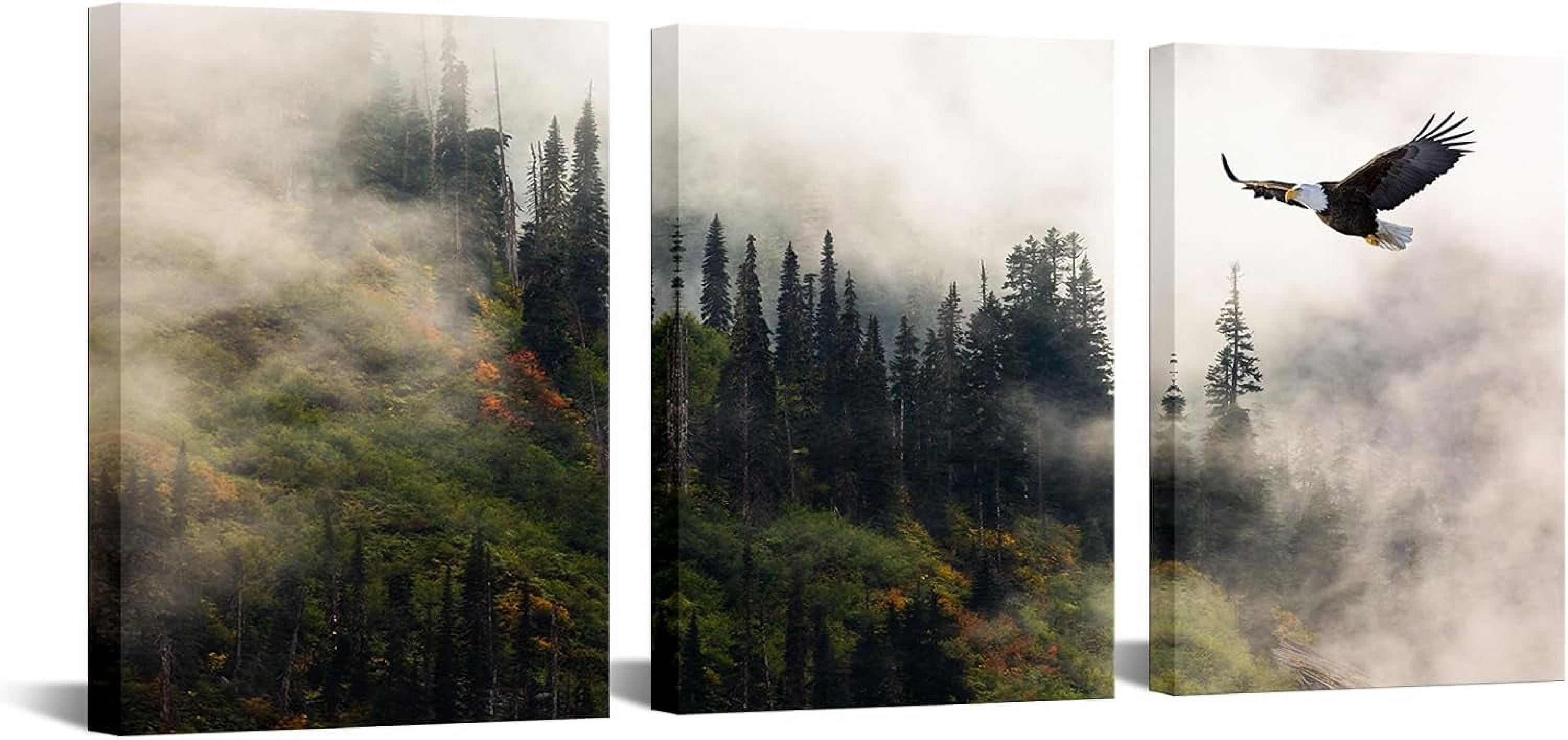 3 Piece Eagle Wall Art Bald Eagle Flying in Green Mountain Forest ...
